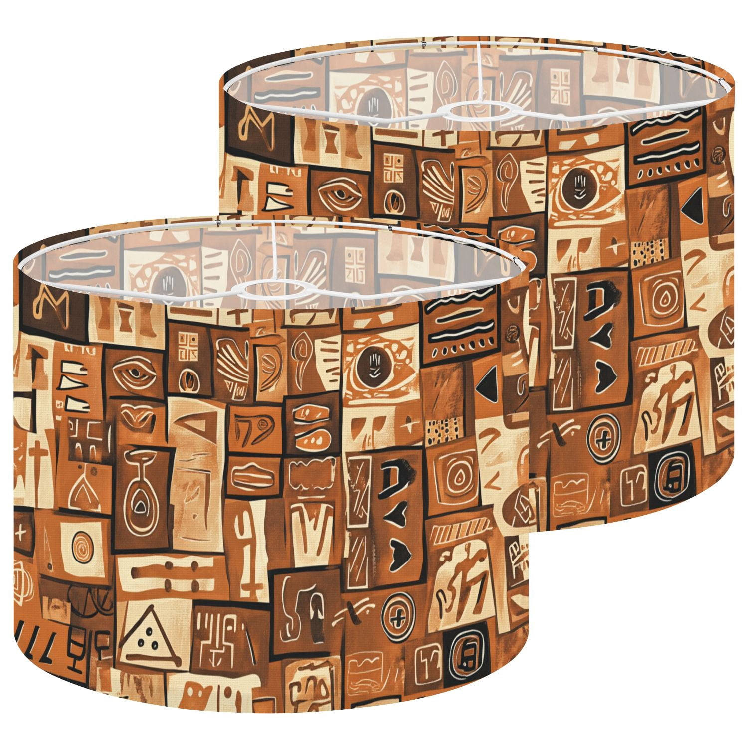 Lampshades 2 Pack African Abstract Geometric Symbol Earthy Terracotta ...