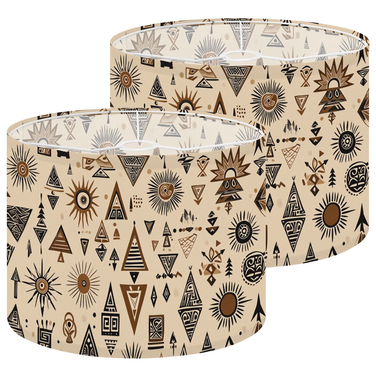Lampshades 2 Pack African Tribal Geometric Symbols Sun Triangle Motifs ...