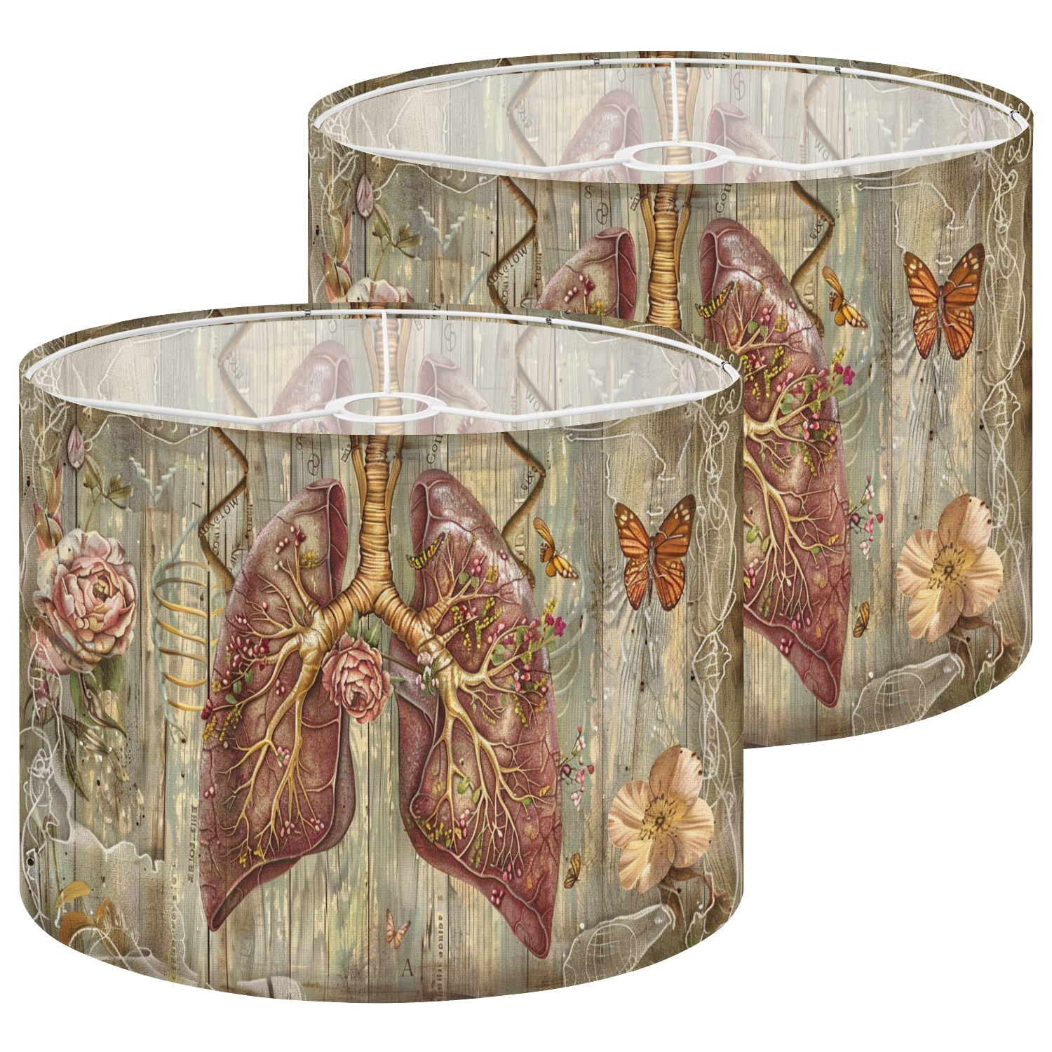 Lampshades 2 Pack Anatomy Flower Heart Brain Lungs Human Anatomy ...
