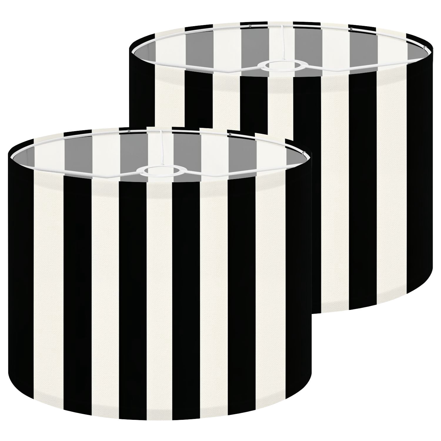 Lampshades 2 Pack Black White Vertical Striped Minimalist Design 13"x13 ...