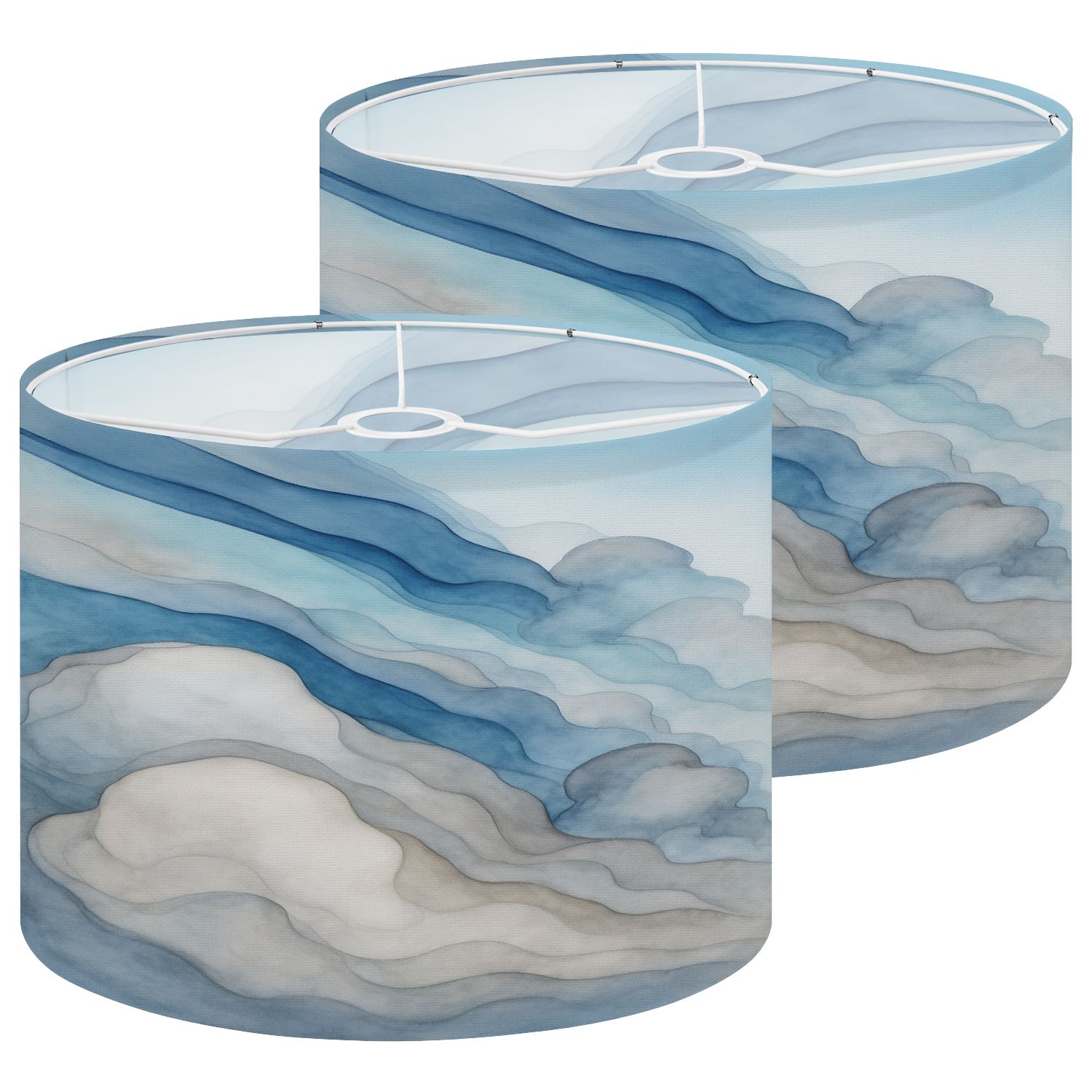 Lampshades 2 Pack Blue Ocean Water Hand Painted Canvas Alcohol Inks ...