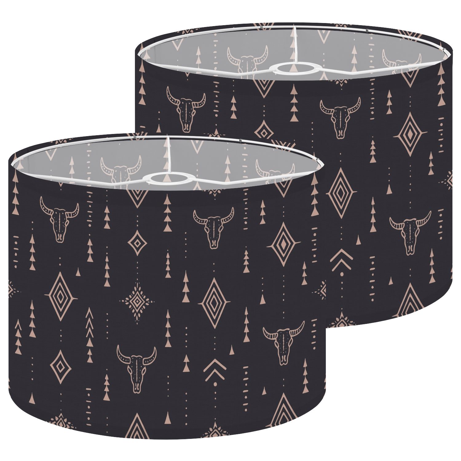 Lampshades 2 Pack Boho seamless bull skull horns ethnic arrangement ...