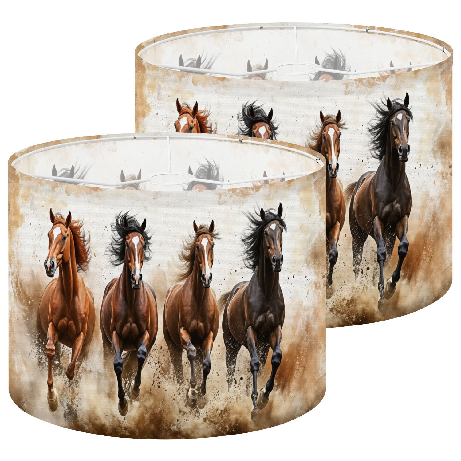 Lampshades 2 Pack Brown Horse Animal Running Horses Galloping Movement ...
