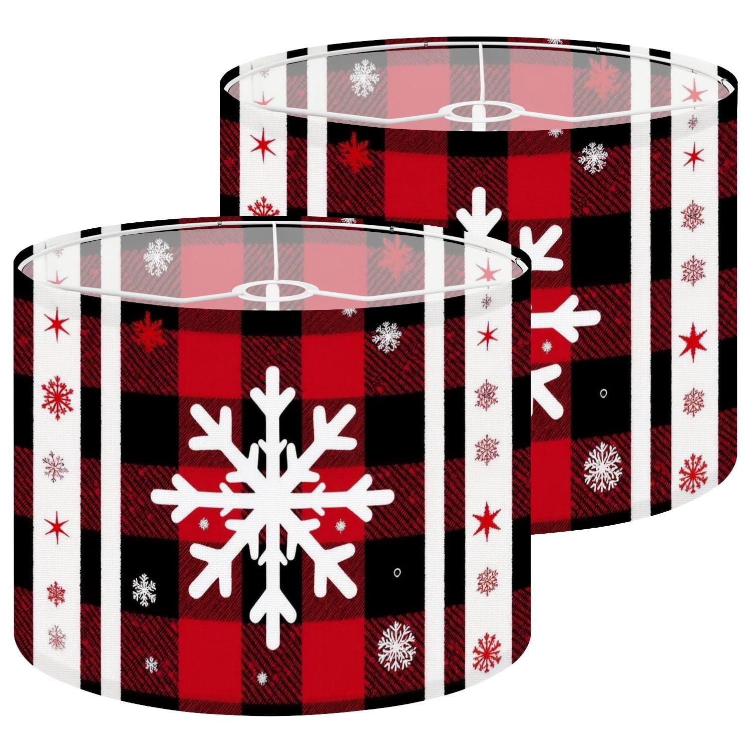 Lampshades 2 Pack Buffalo Plaid Snowflakes Christmas Seasonal Winter ...