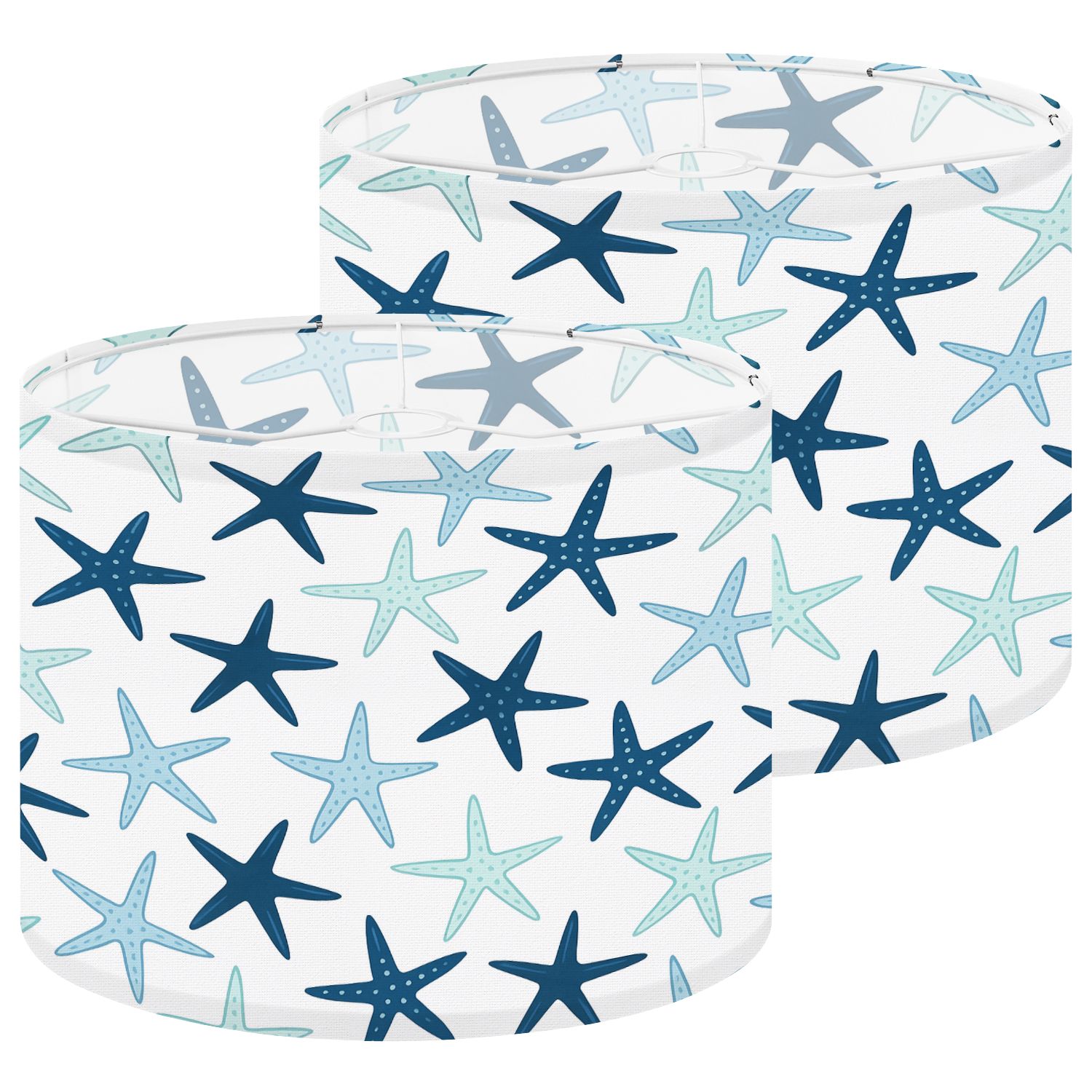 Lampshades 2 Pack Coastal nautical starfish Navy blue turquoise white ...