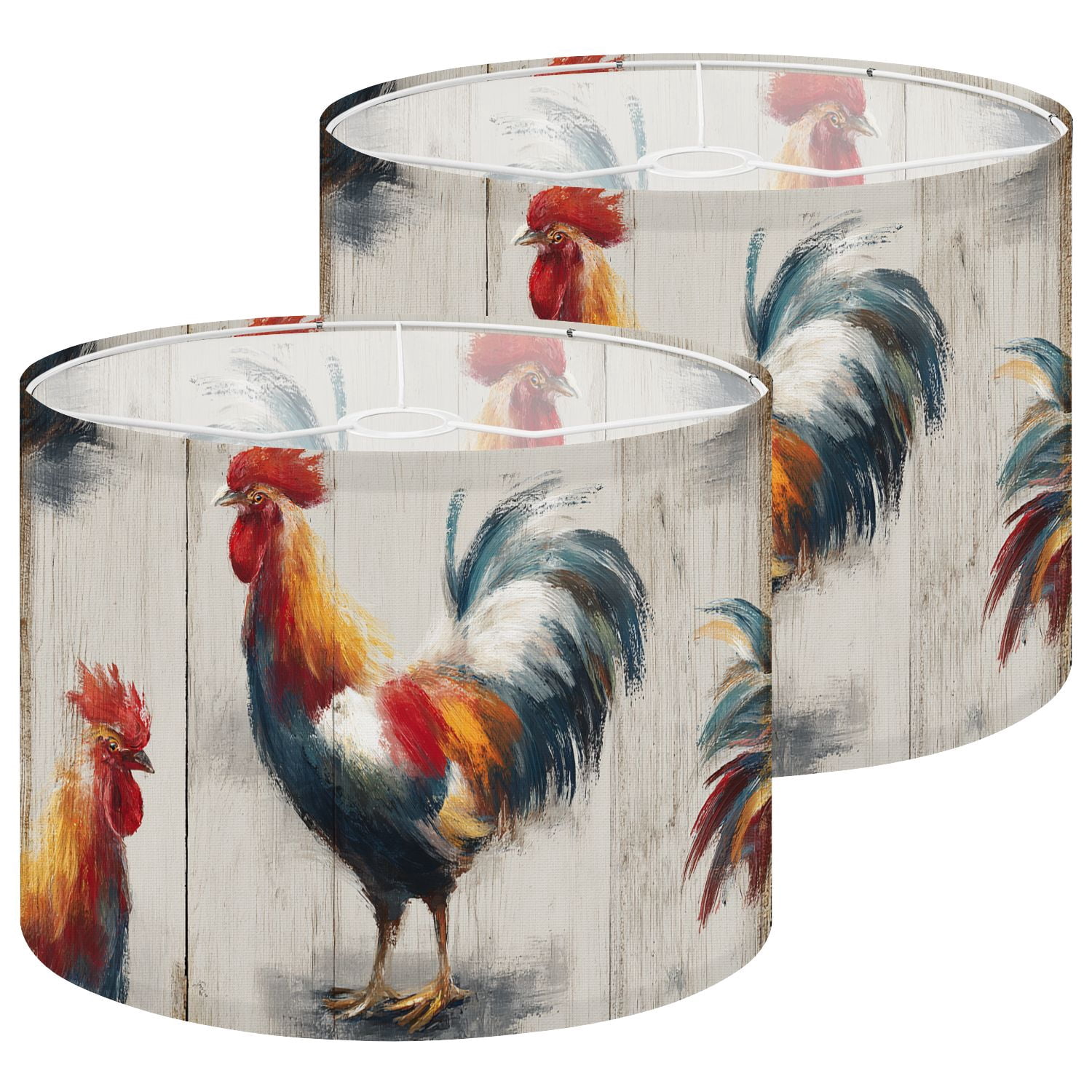 Lampshades 2 Pack Colorful Roosters Artistic Brushstroke Style Rustic ...