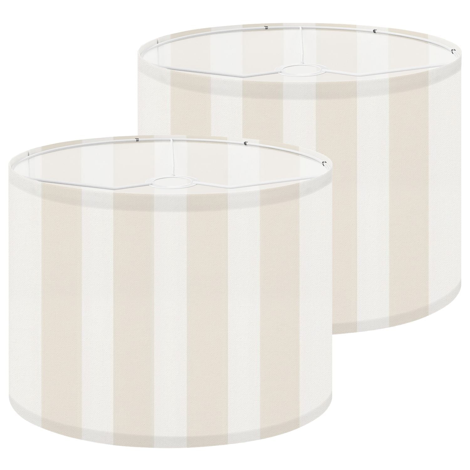 Lampshades 2 Pack Cream White Vertical Stripes 13"x13"x10" Light Shade ...
