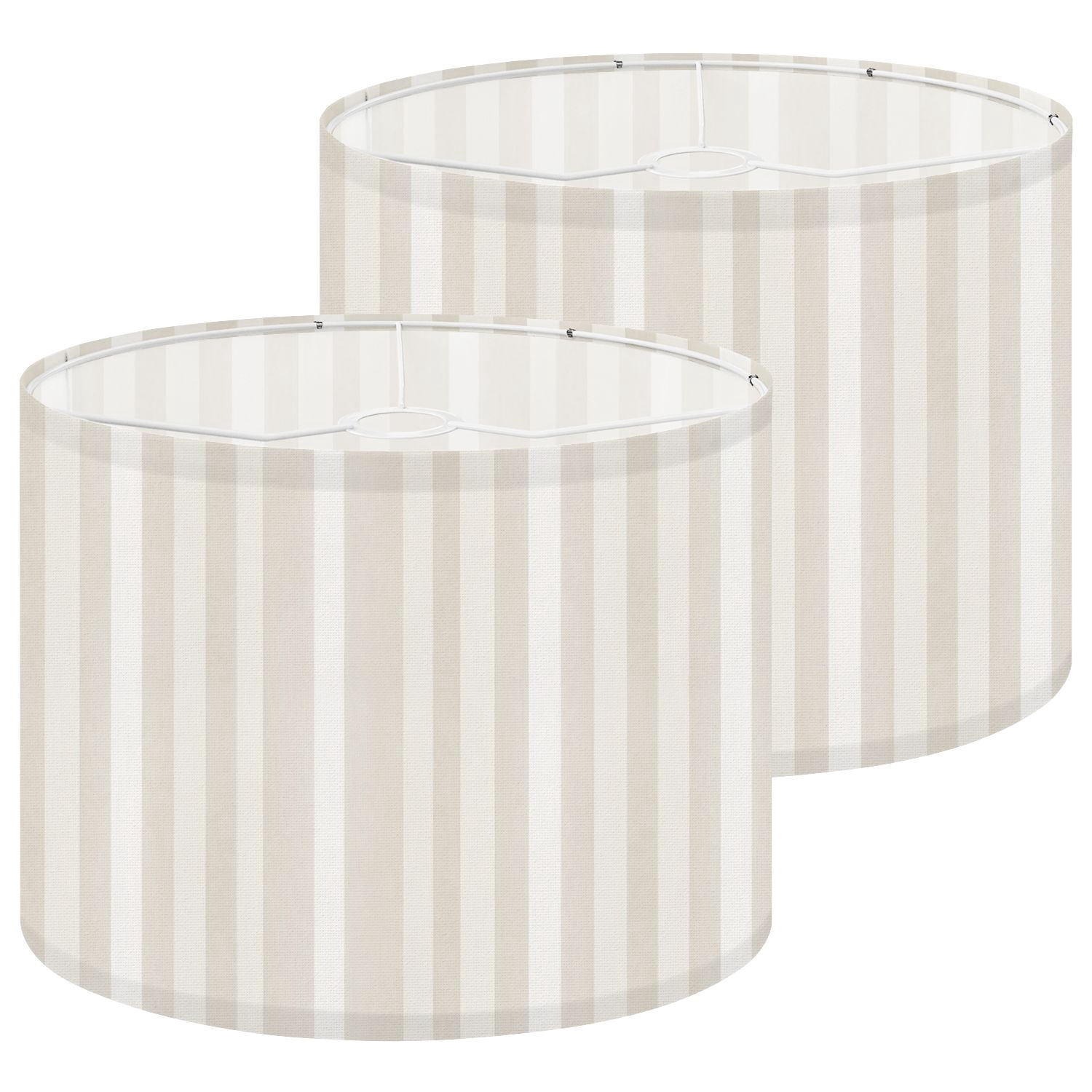 Lampshades 2 Pack Cream White Vertical Stripes 13"x13"x10" Light Shade ...