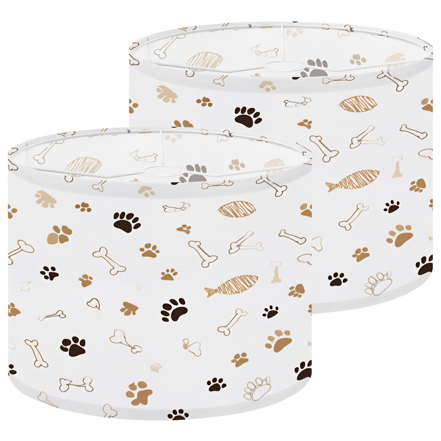 Lampshades 2 Pack Cute Paw Prints Bones Warm Earth Tones 13"x13"x10 ...