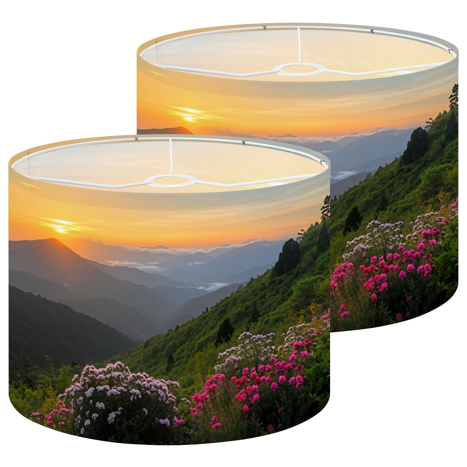 Lampshades 2 Pack Dawn breaks Blue Ridge Mountains 13"x13"x10" Light ...
