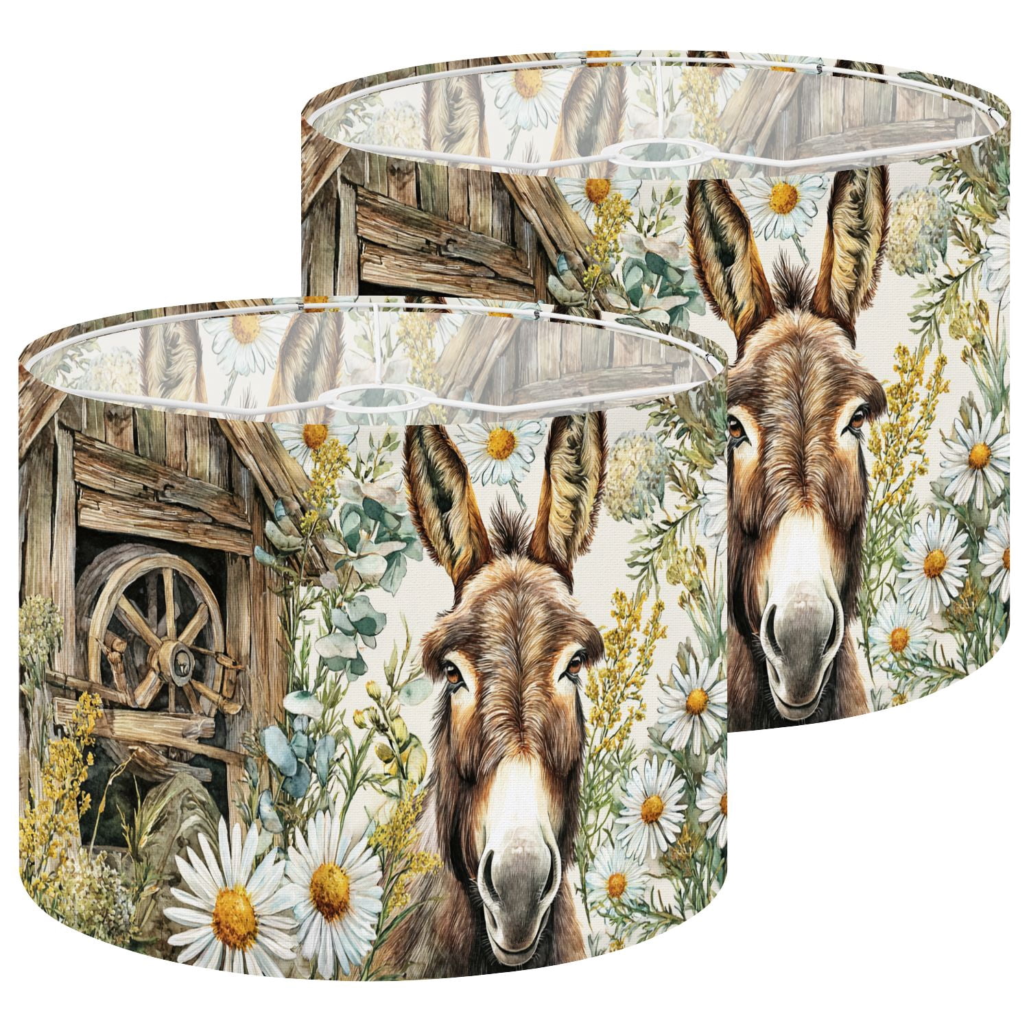 Lampshades 2 Pack Donkey nature Farm animals Farmhouse hand drawn ...