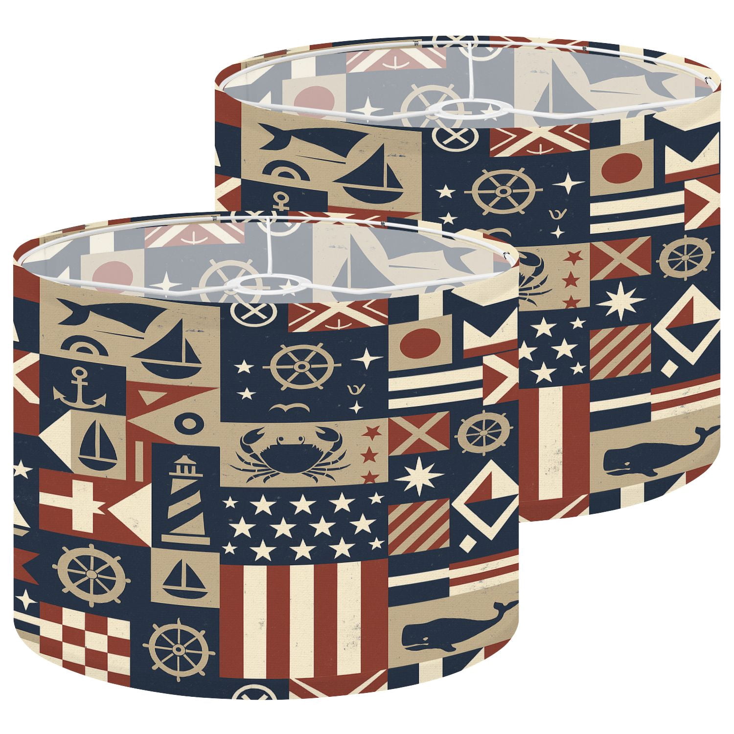 Lampshades 2 Pack East coast Nautical flags symbols patchwork grunge ...