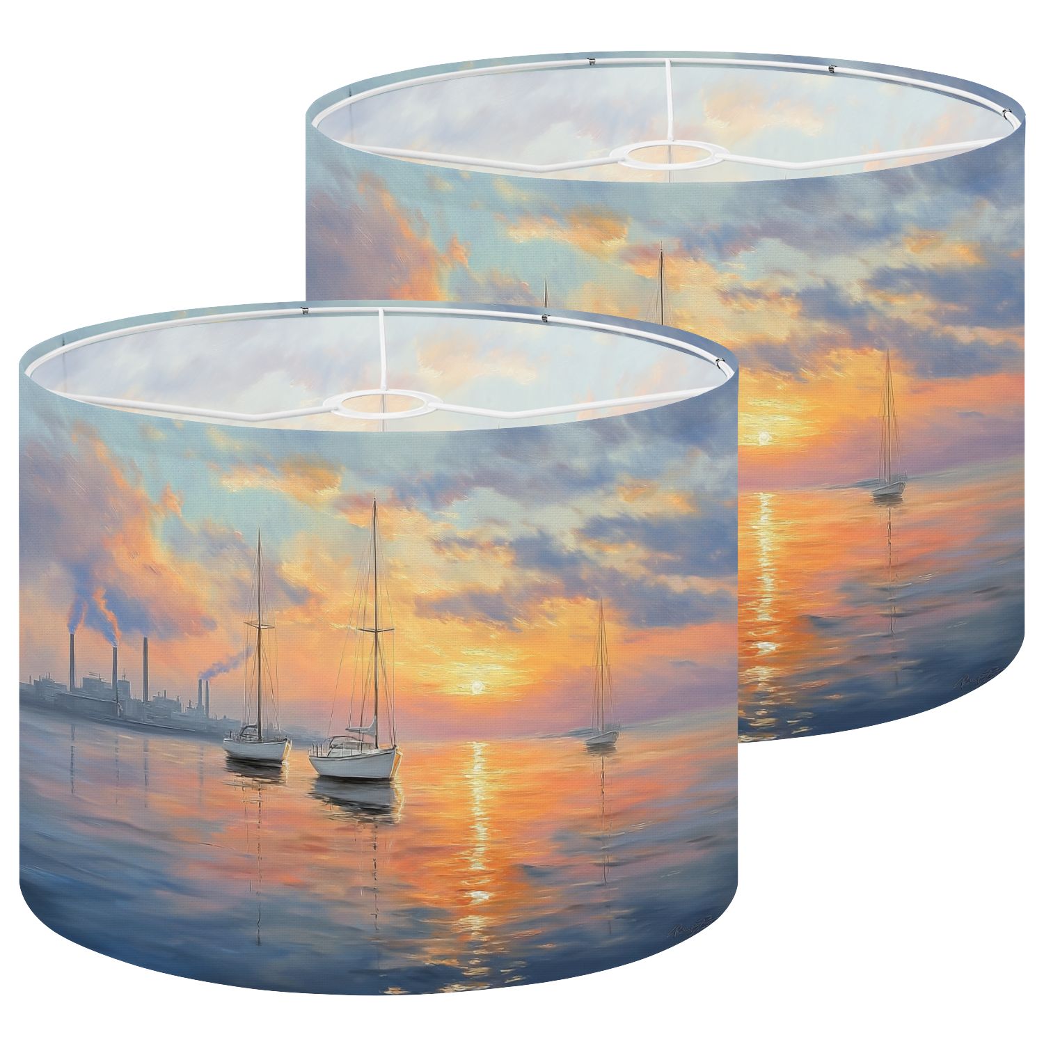 Lampshades 2 Pack Famous Oil Paintings Seascape Ocean Sea Beach ...