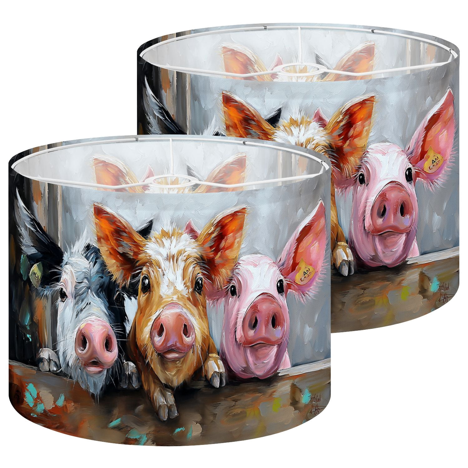 Lampshades 2 Pack Farm Animal Window Cow Rustic Funny Pig Farmhouse ...