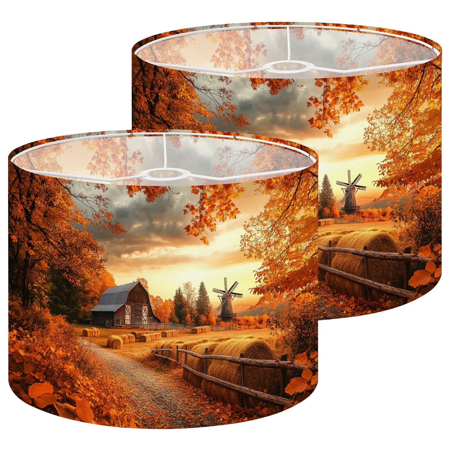 Lampshades 2 Pack Farmhouse Rustic Old Barn Country Sunset Landscape ...
