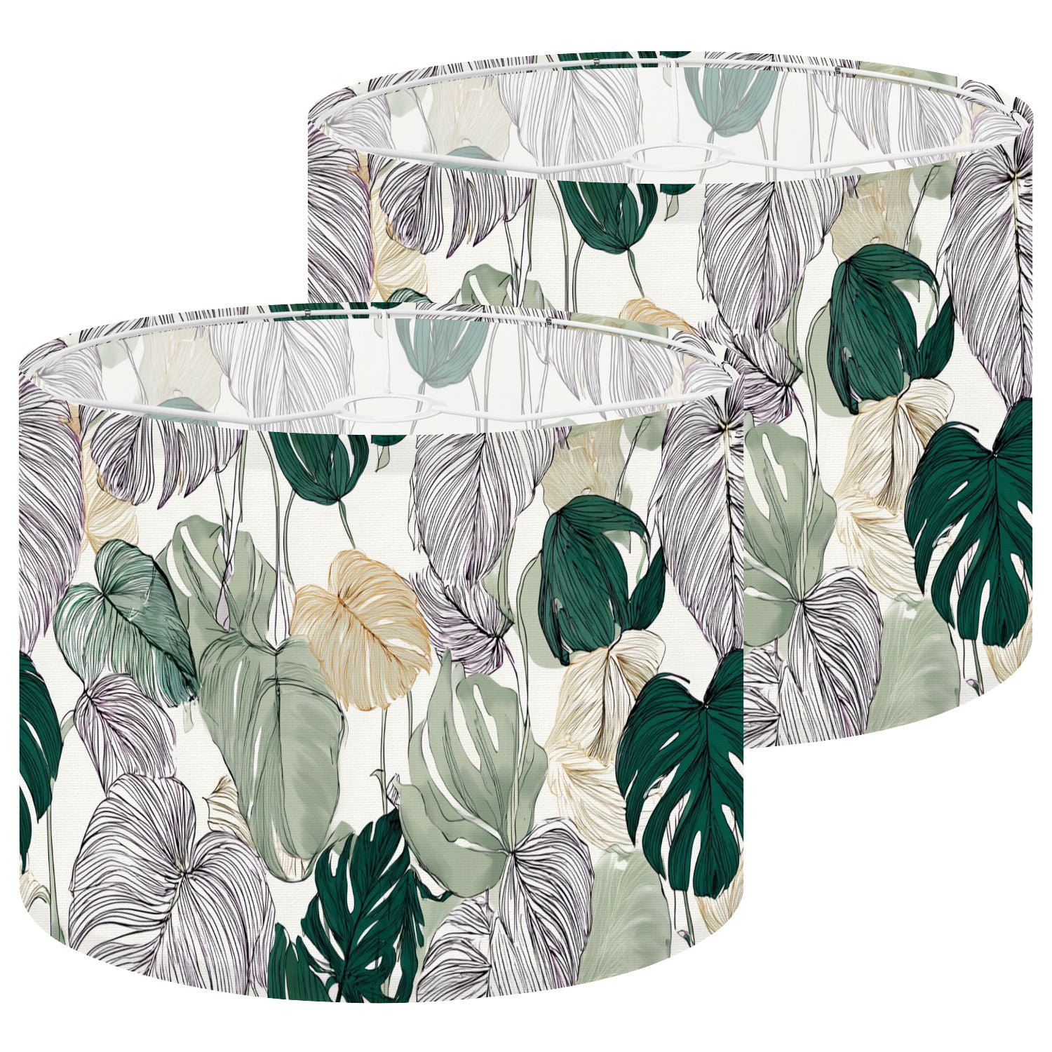 Lampshades 2 Pack Floral seamless green black white split leaf ...