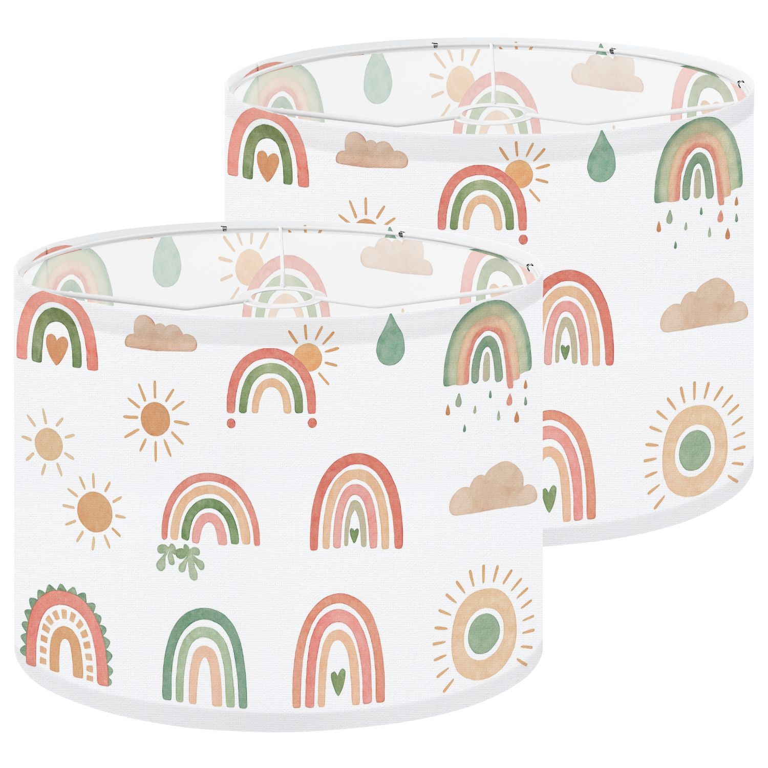 Lampshades 2 Pack Hand Drawn Colorful Rainbows Cute Set Pastel Earthy ...
