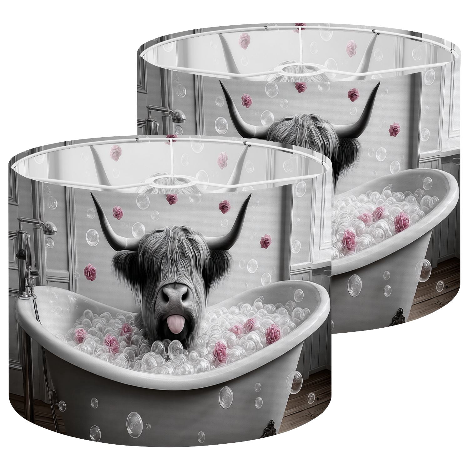Lampshades 2 Pack Highland Cow Black White Animals Farmhouse Cow ...