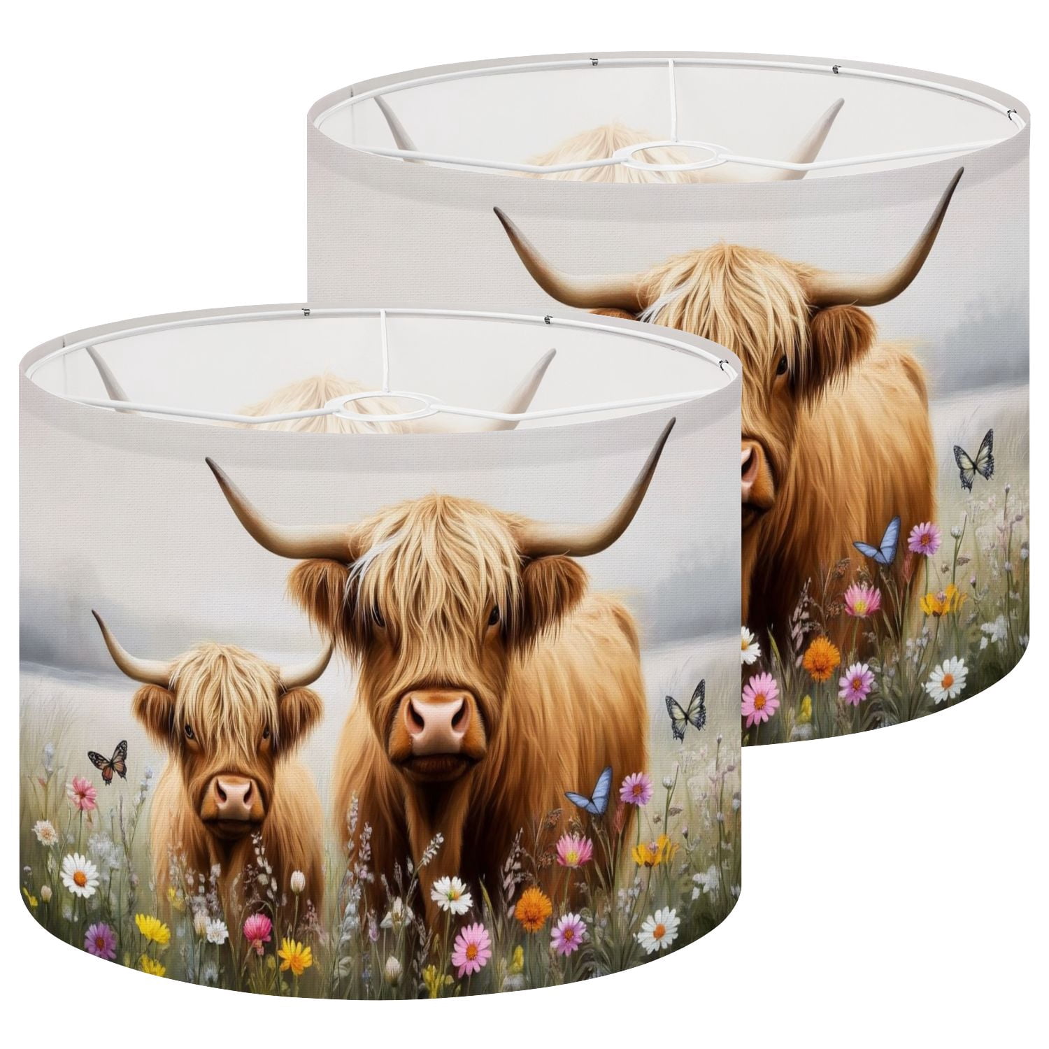 Lampshades 2 Pack Highland Cow Fall Rustic Farmhouse Animal Daisy ...