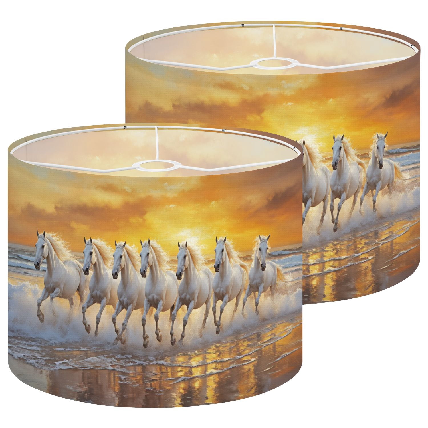Lampshades 2 Pack Horse White Horse Running Beach Seven Wild Horses ...