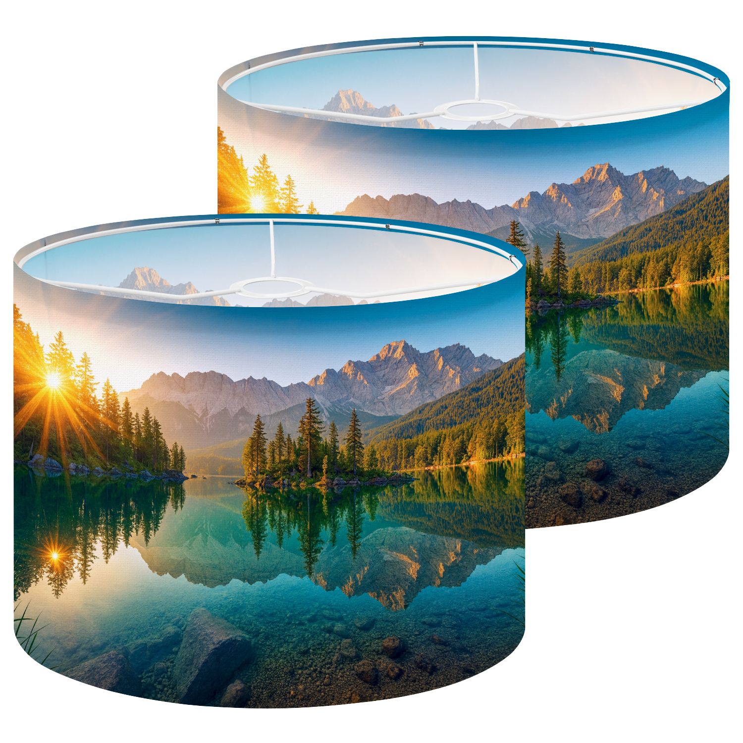 Lampshades 2 Pack Impressive summer sunrise Eibsee lake Zugspitze ...