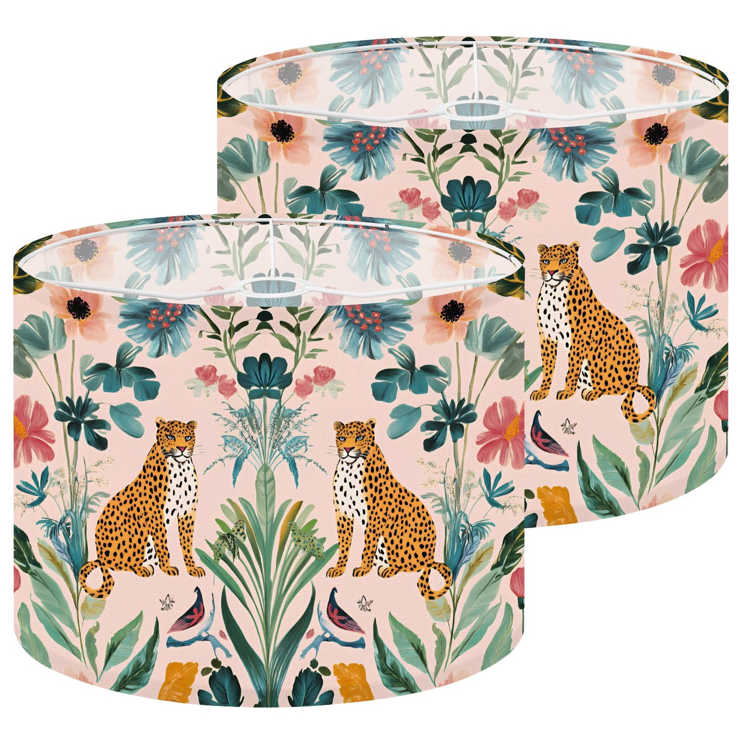 Lampshades 2 Pack Leopard Jungle Animal Boho Leaf Tropical Flowers ...