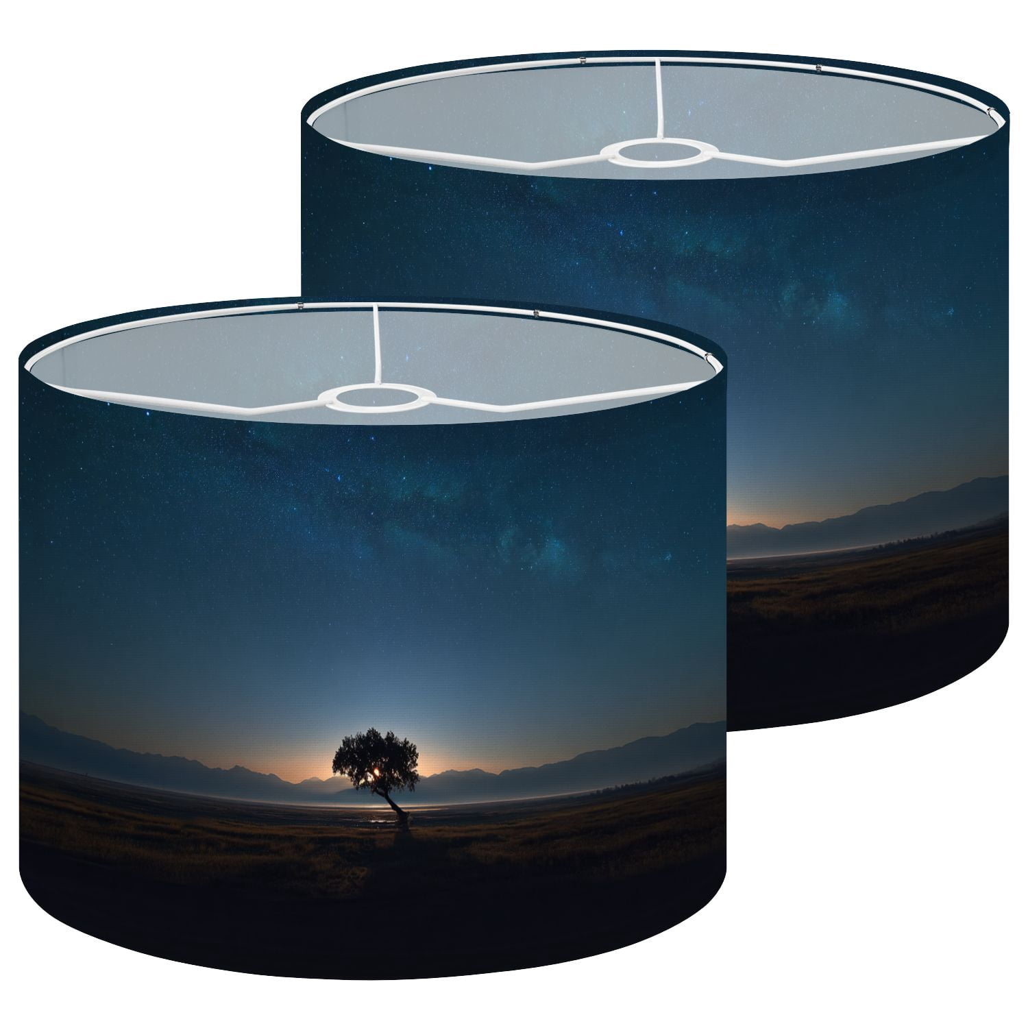 Lampshades 2 Pack Lone Tree Under Starry Milky Way Night Sky Quiet ...