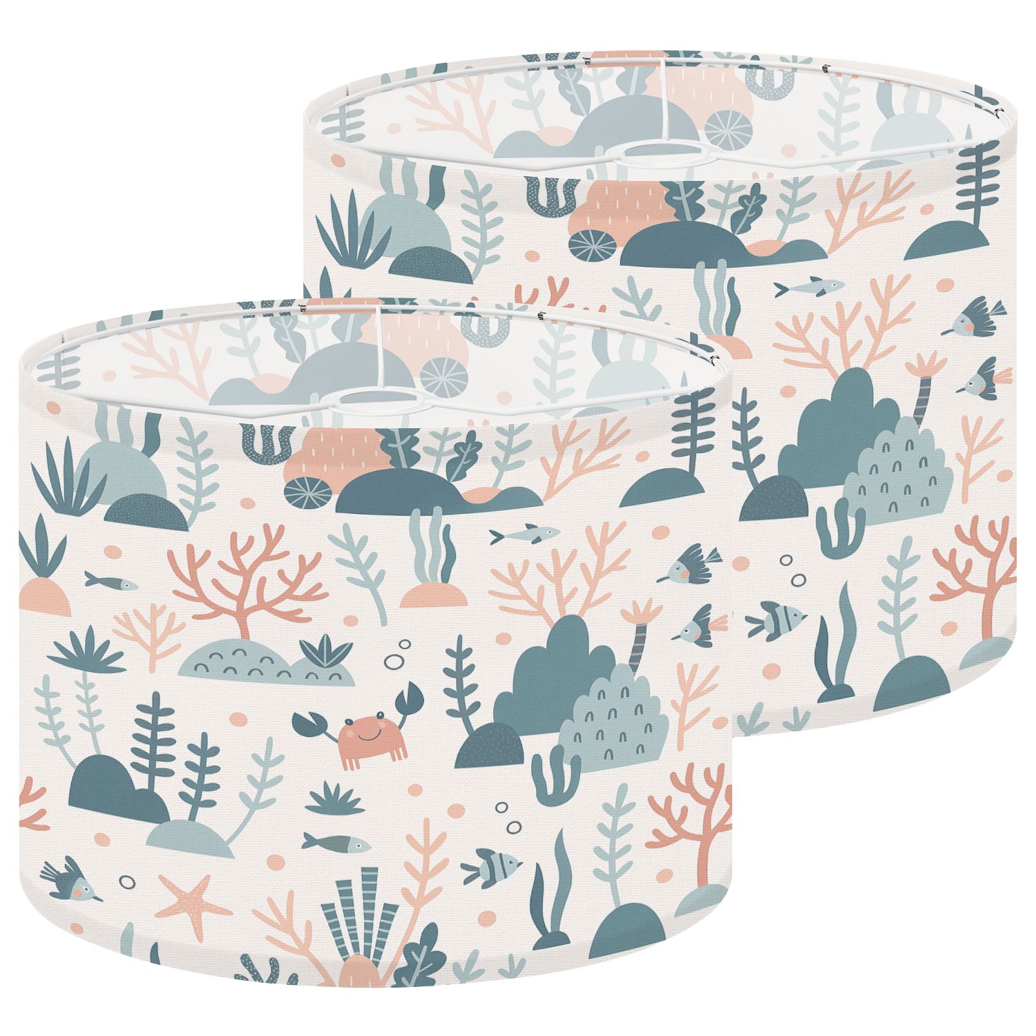 Lampshades 2 Pack Marine life Coral Fish Crab Seaweed Pastel colours ...