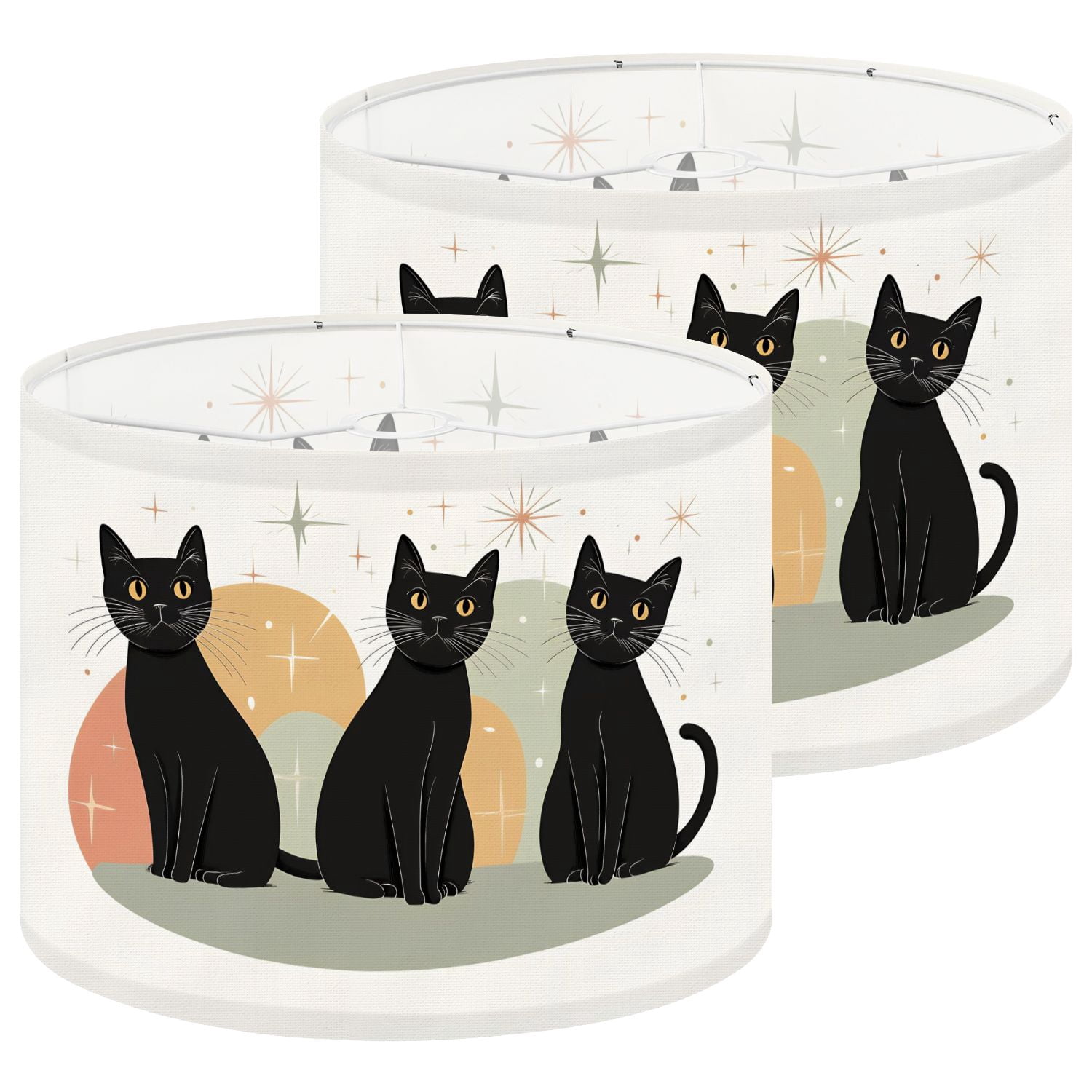Lampshades 2 Pack Mid Century Black Cat Retro Atomic Starburst Modern ...