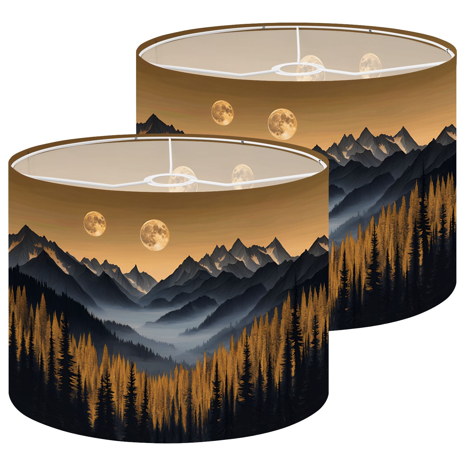 Lampshades 2 Pack Mountain Forest Moon Night Nature Modern Nordic ...