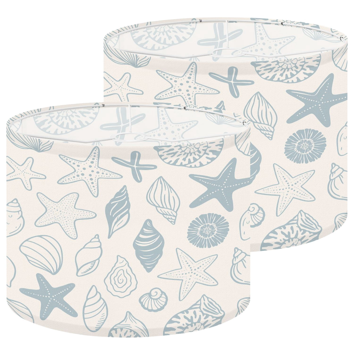Lampshades 2 Pack Nautical Seashell Starfish Coastal Hand Drawn Ocean ...
