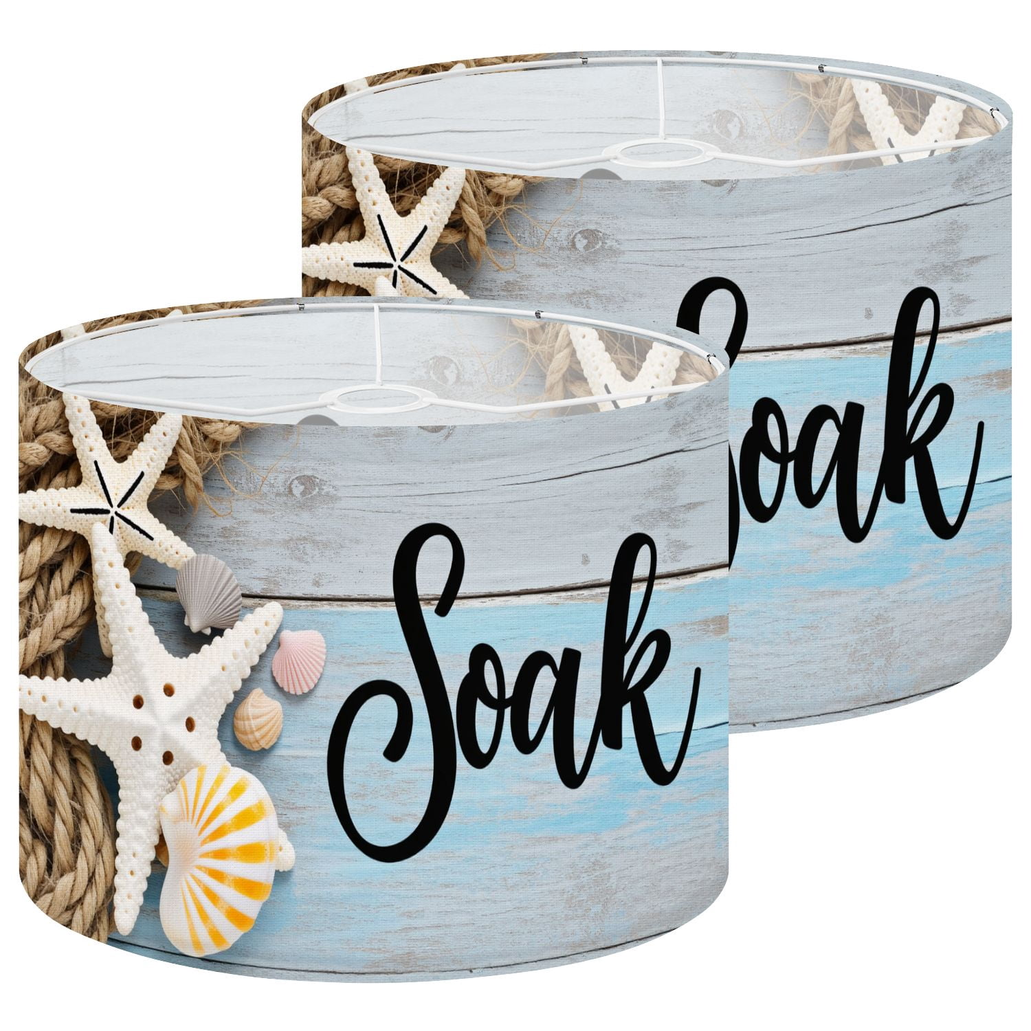Lampshades 2 Pack Ocean Beach Wood Relax Soak Unwind Breathe Rope ...