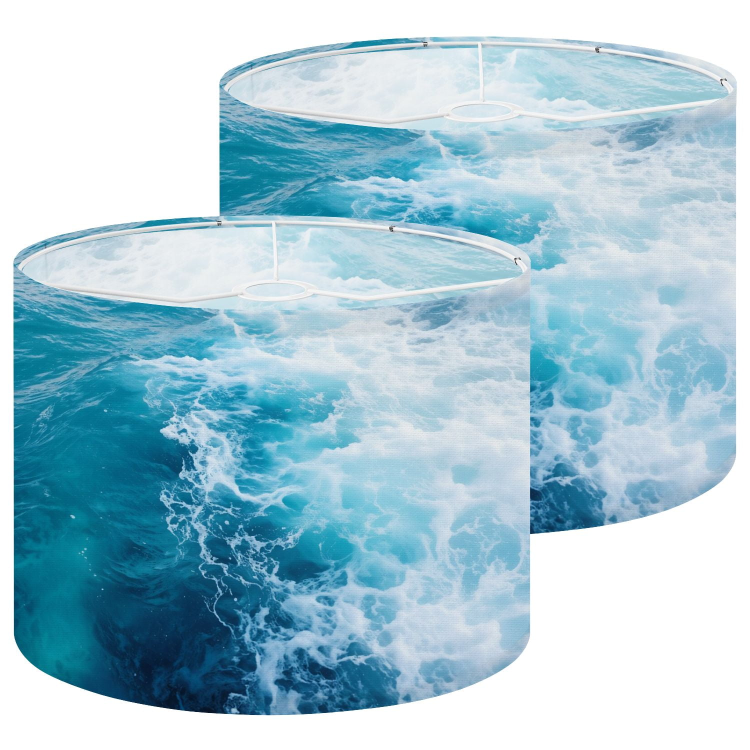 Lampshades 2 Pack Ocean Wave 13"x13"x10" Light Shade for Table Lamps ...