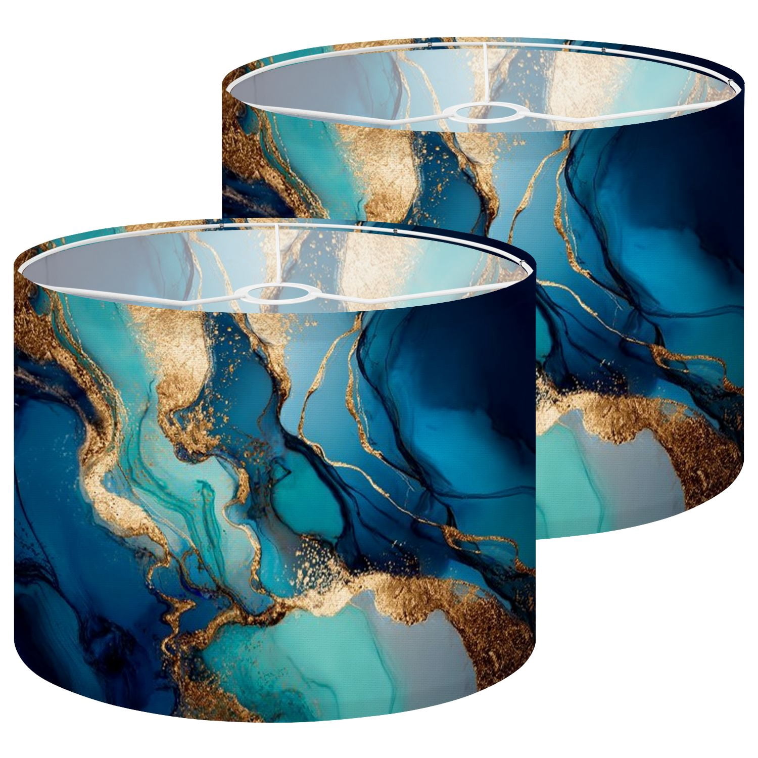 Lampshades 2 Pack Pastel cyan mint liquid marble watercolor gold lines ...