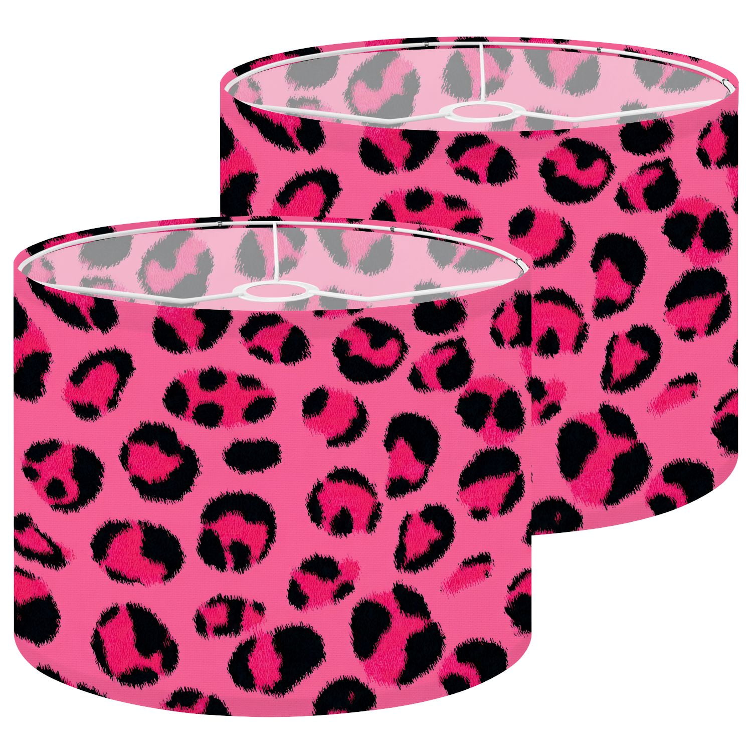 Lampshades 2 Pack Pink Black Leopard Print Bold Animal Spots 13"x13"x10 ...