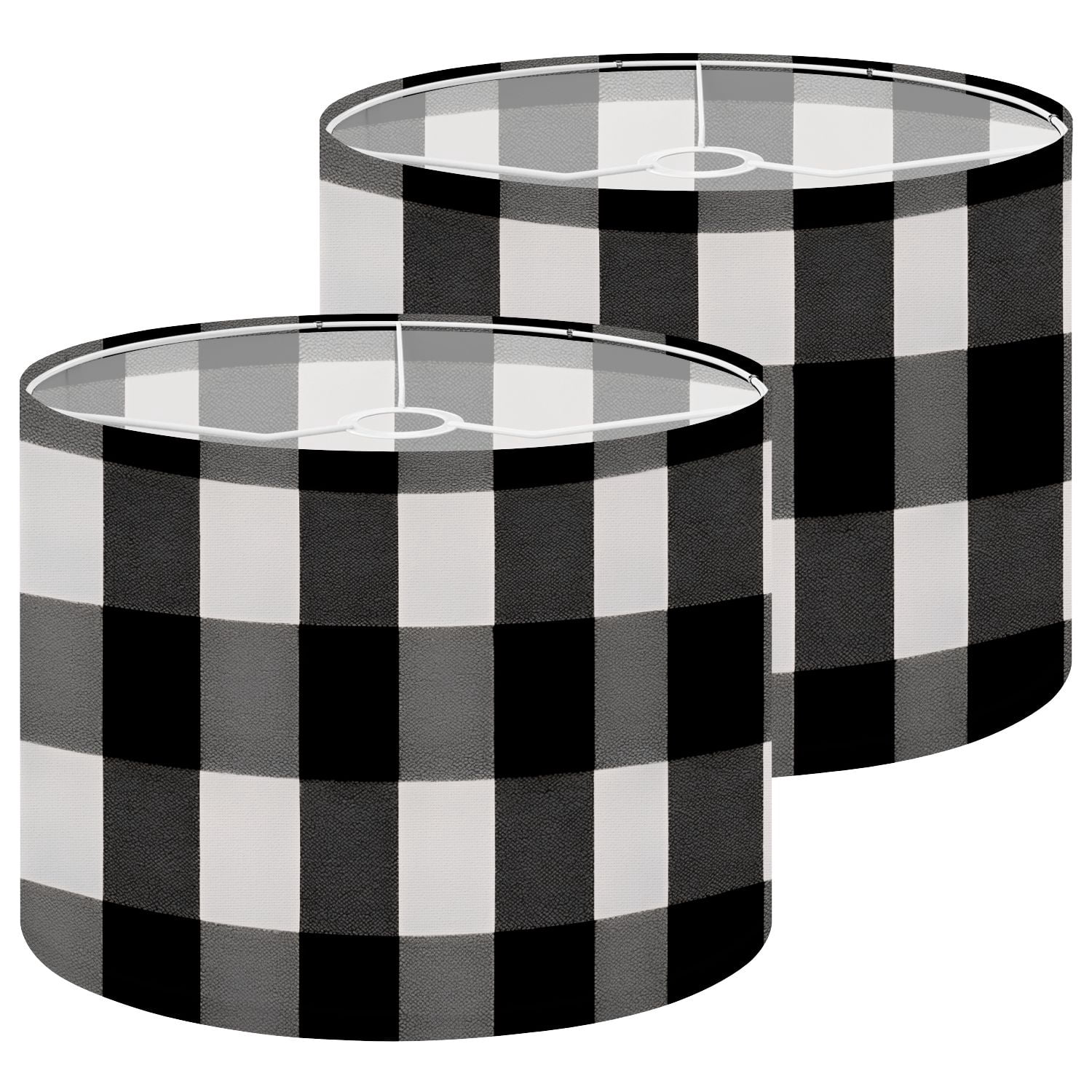Lampshades 2 Pack Plain Black White Grey Gingham Scott Tartan Plaid ...