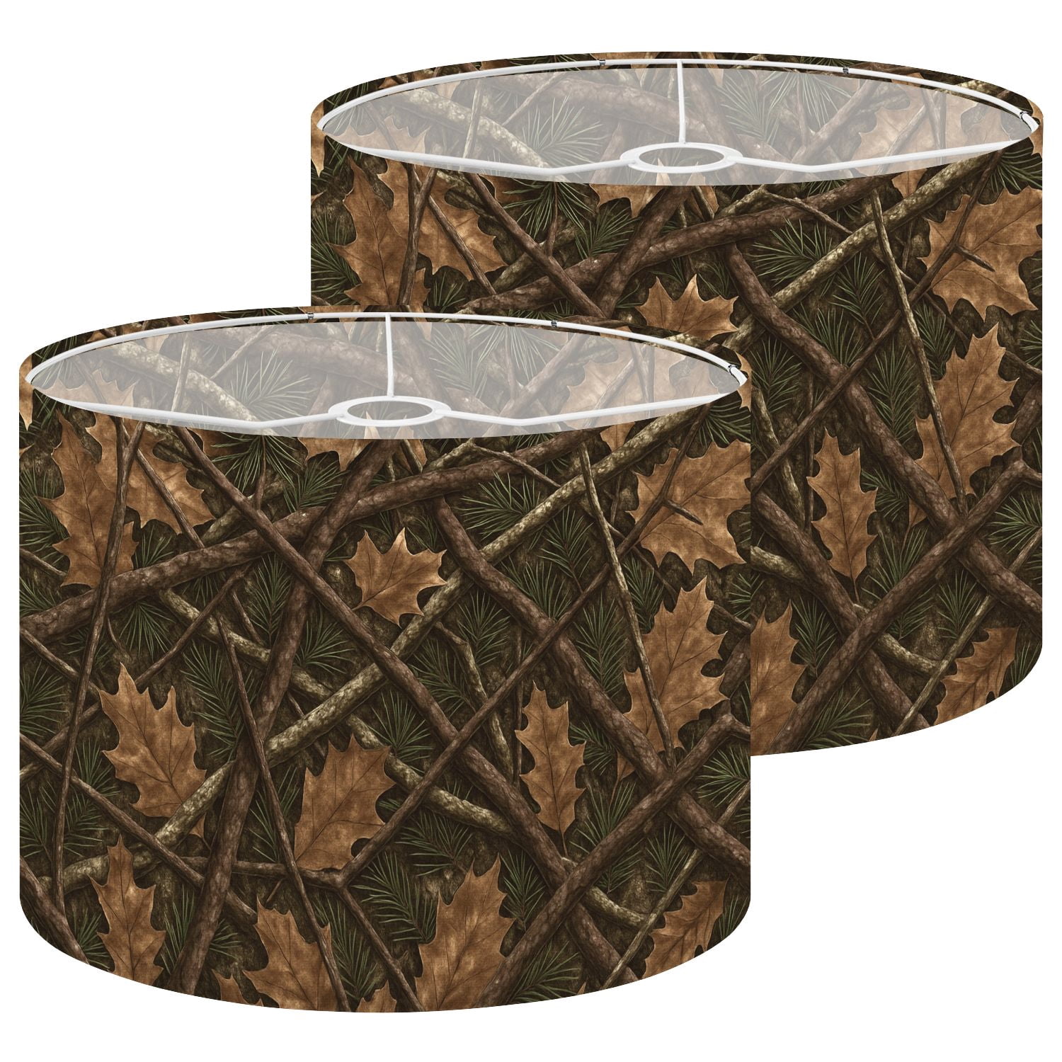 Lampshades 2 Pack Realistic forest camouflage Seamless Conifer oak ...