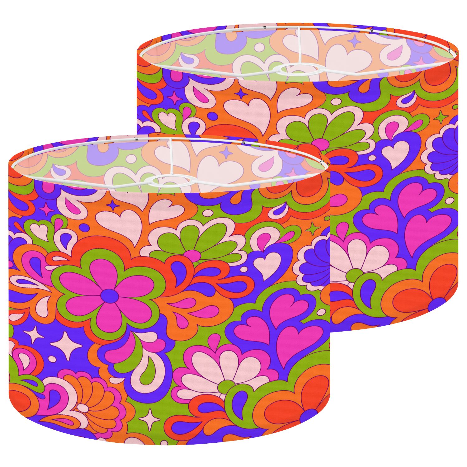 Lampshades 2 Pack Retro groovy 60s 70s Old school psychedelic hippie ...