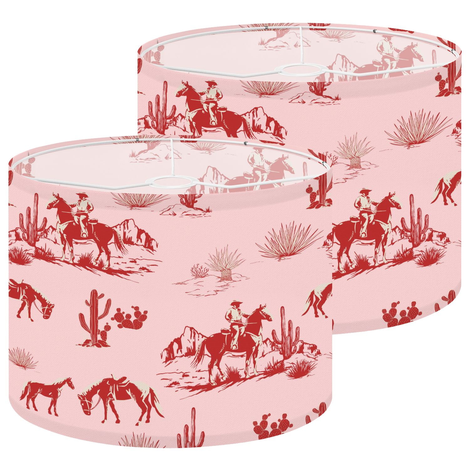 Lampshades 2 Pack Rodeo Cowboys desert landscape cacti pink bows ...