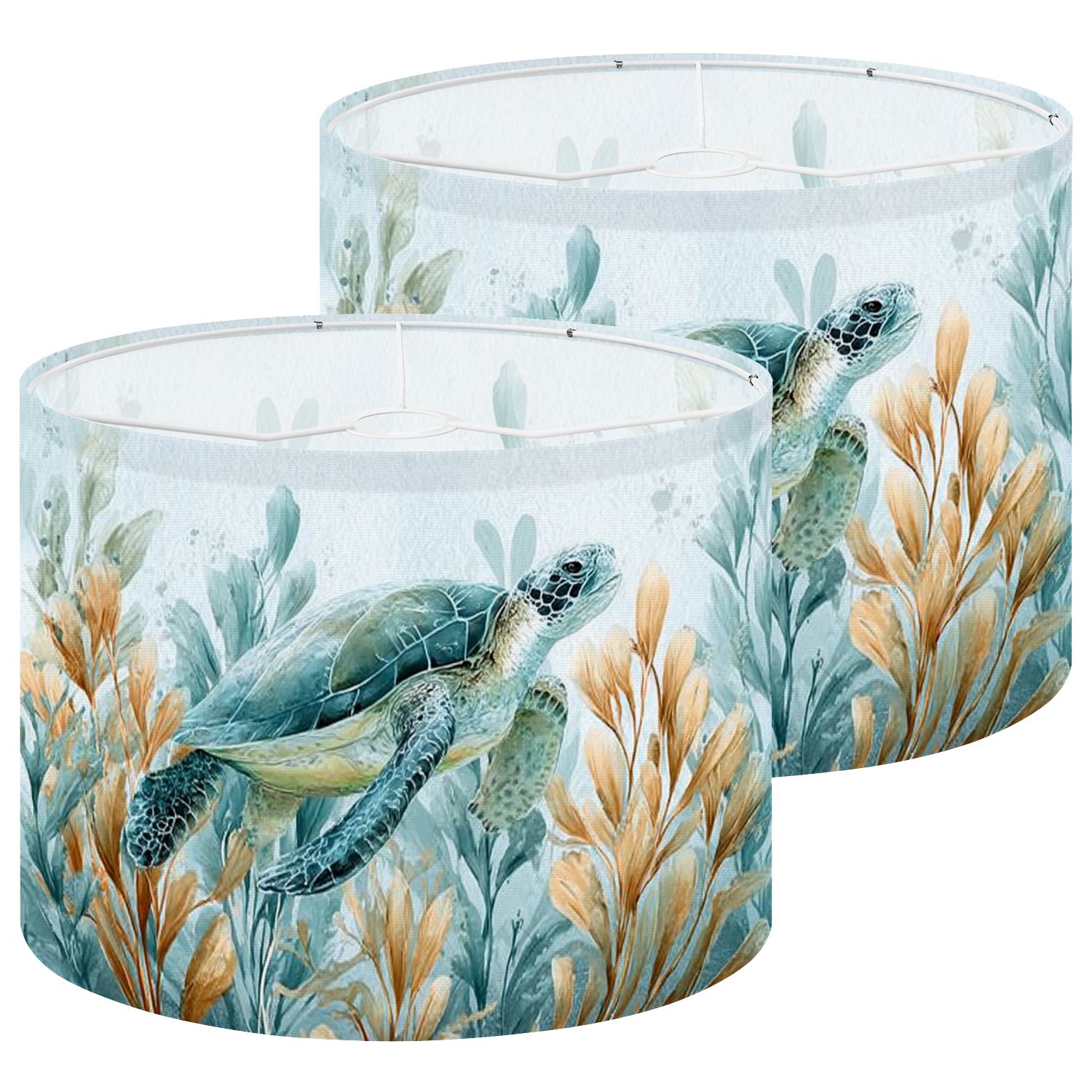 Lampshades 2 Pack Sea Turtle Teal Coral Seaweed Bubbles Ocean ...