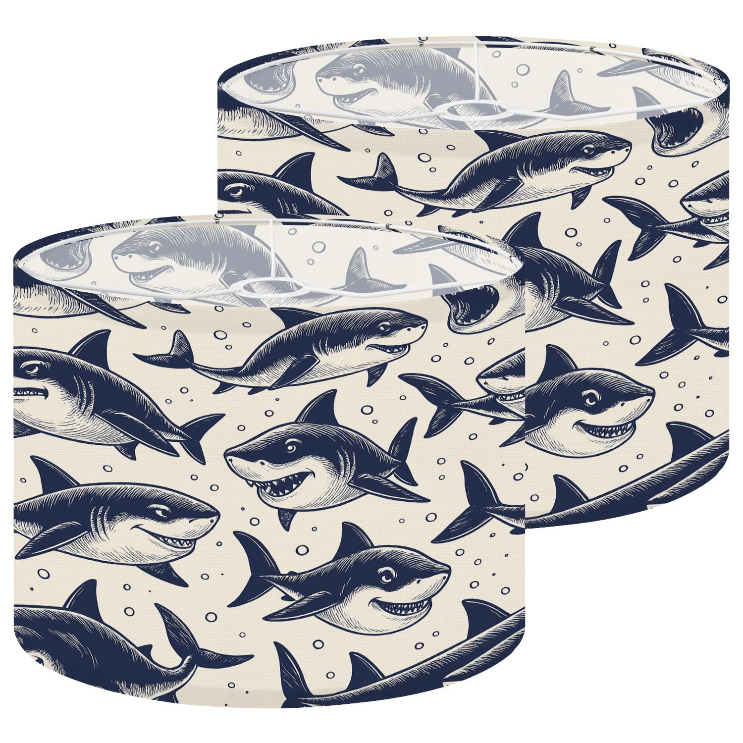 Lampshades 2 Pack Sharks Hand drawn underwater sea fish nautical ...