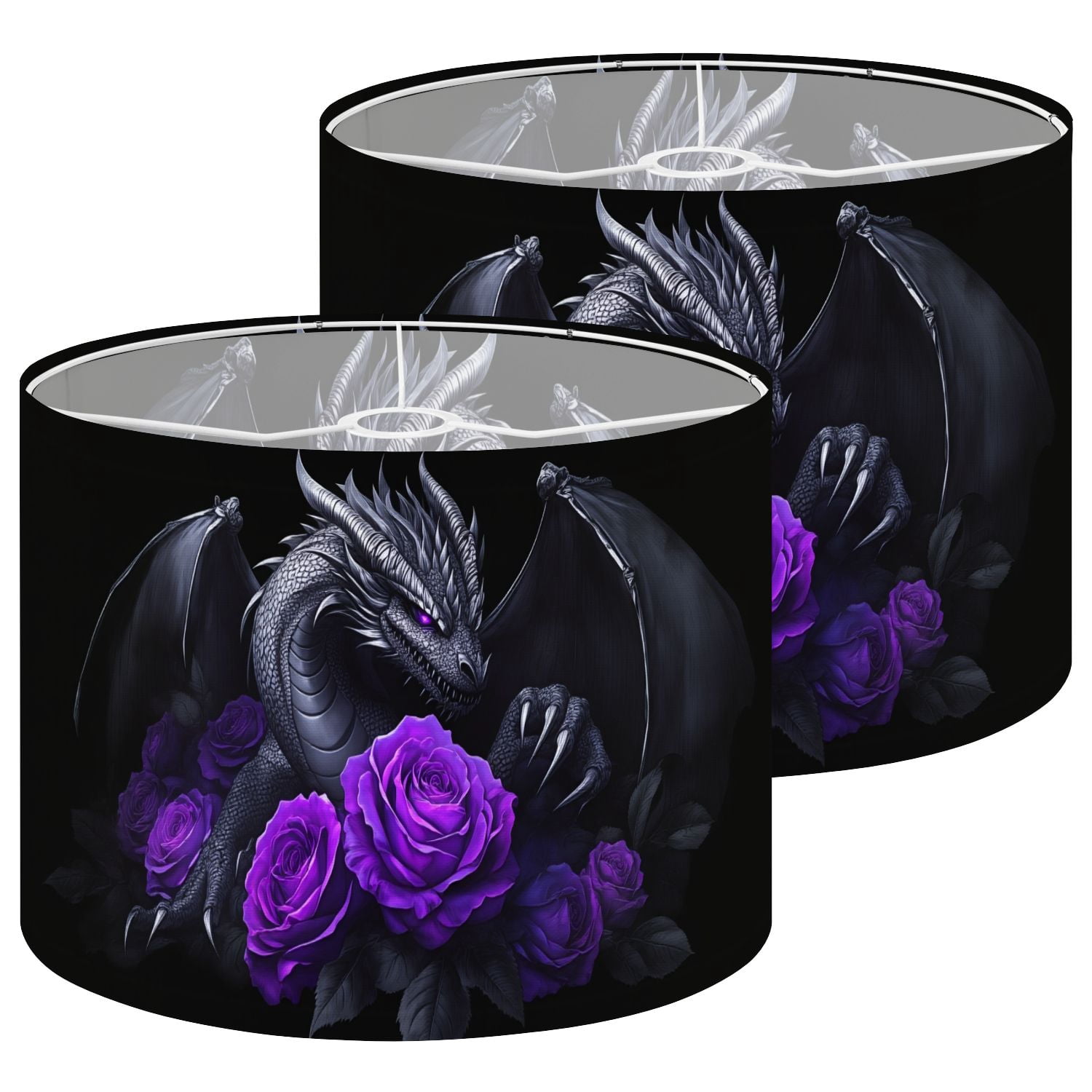 Lampshades 2 Pack Silver Rose Dragon Purple Rose Features Glowing Eyes ...