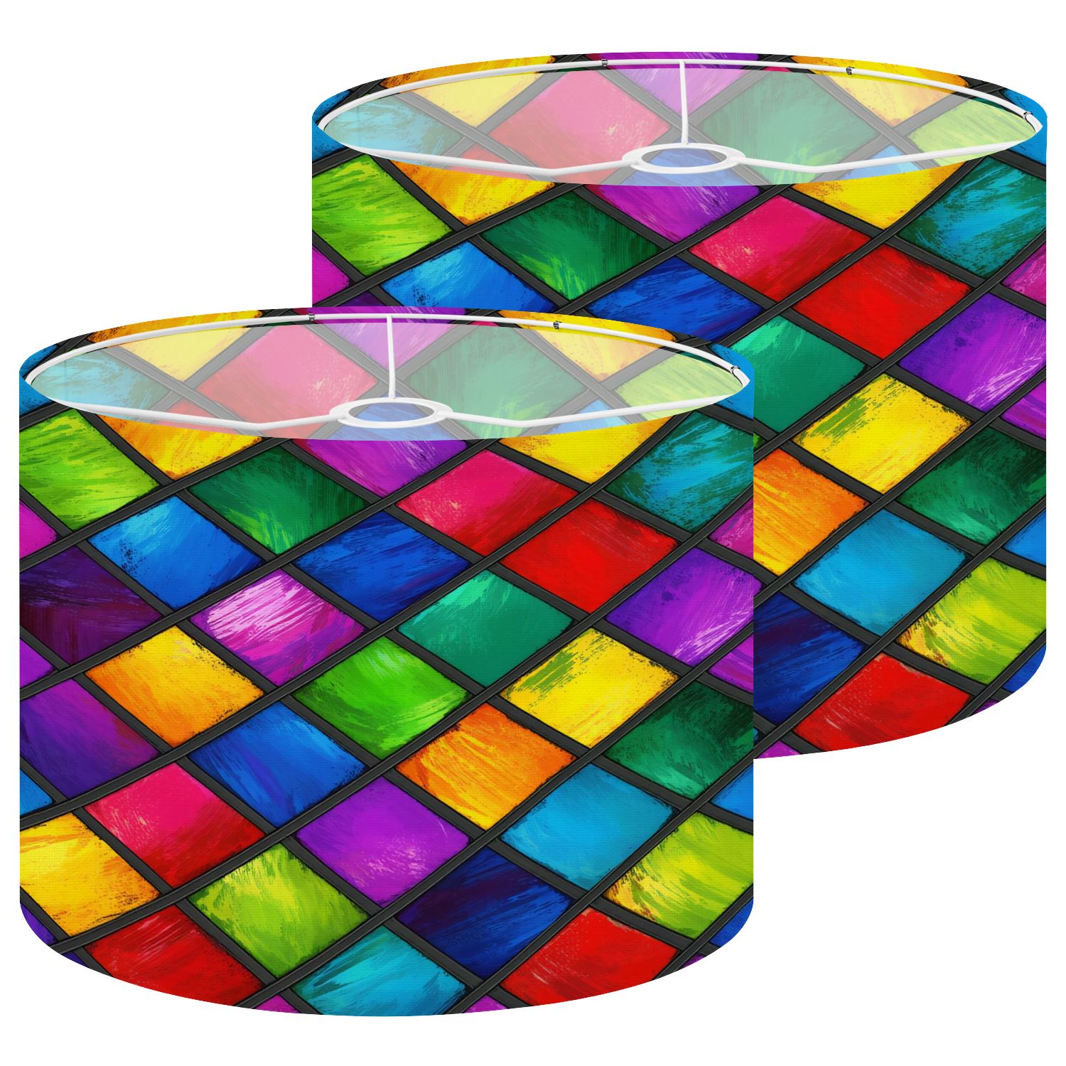Lampshades 2 Pack Stained glass texture colored glass rhombus for ...