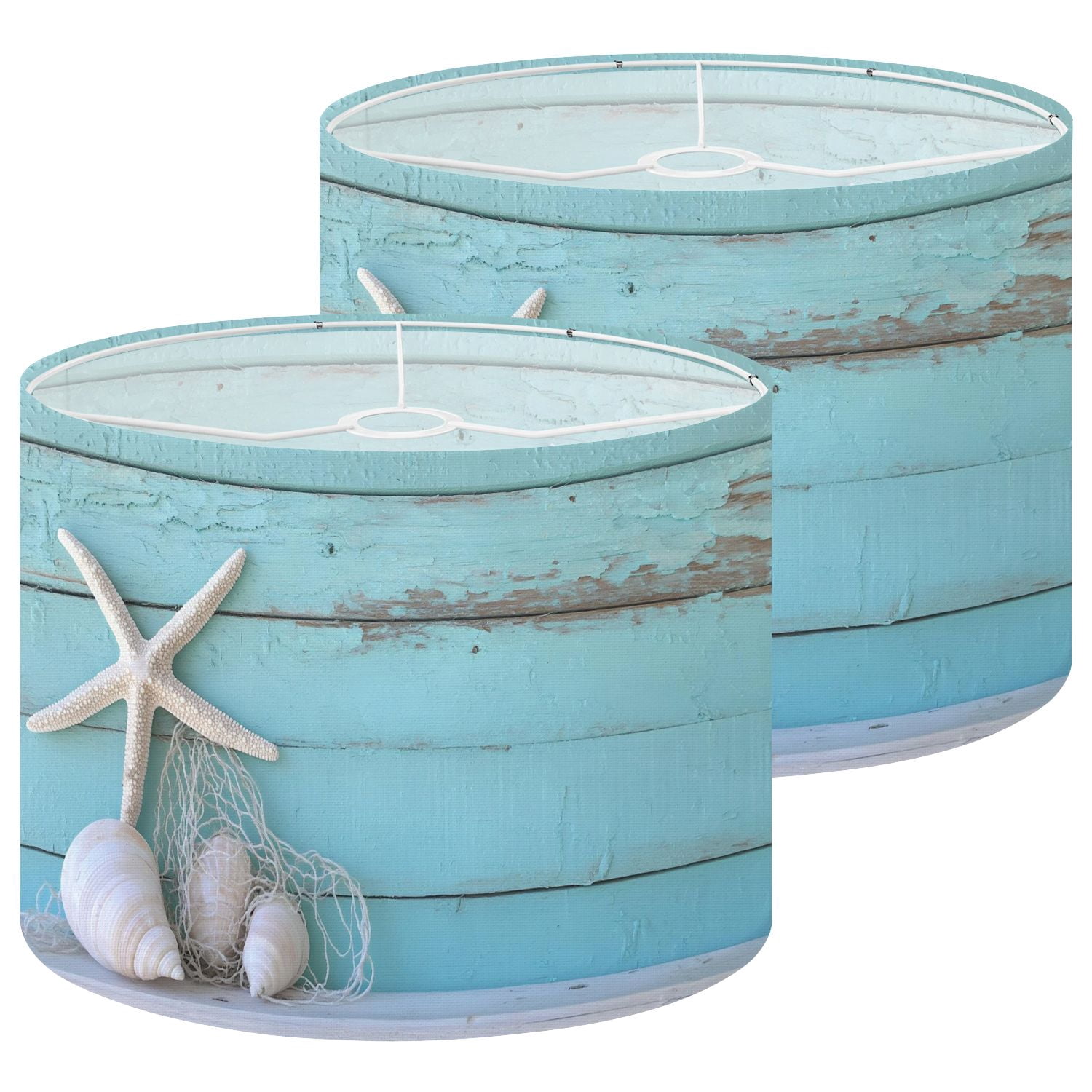 Lampshades 2 Pack Starfish Shell Teal Beach Nature Seashells Fishing ...