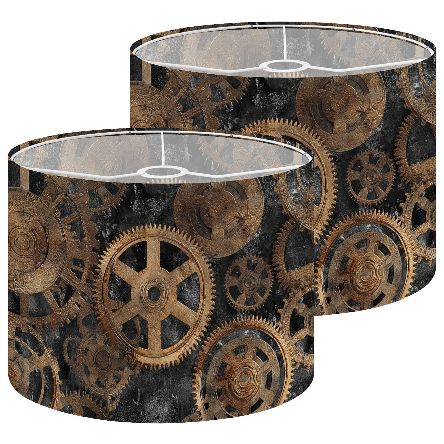 Lampshades 2 Pack Steampunk Gear Vintage Metallic Cogs Wheels 13"x13 ...