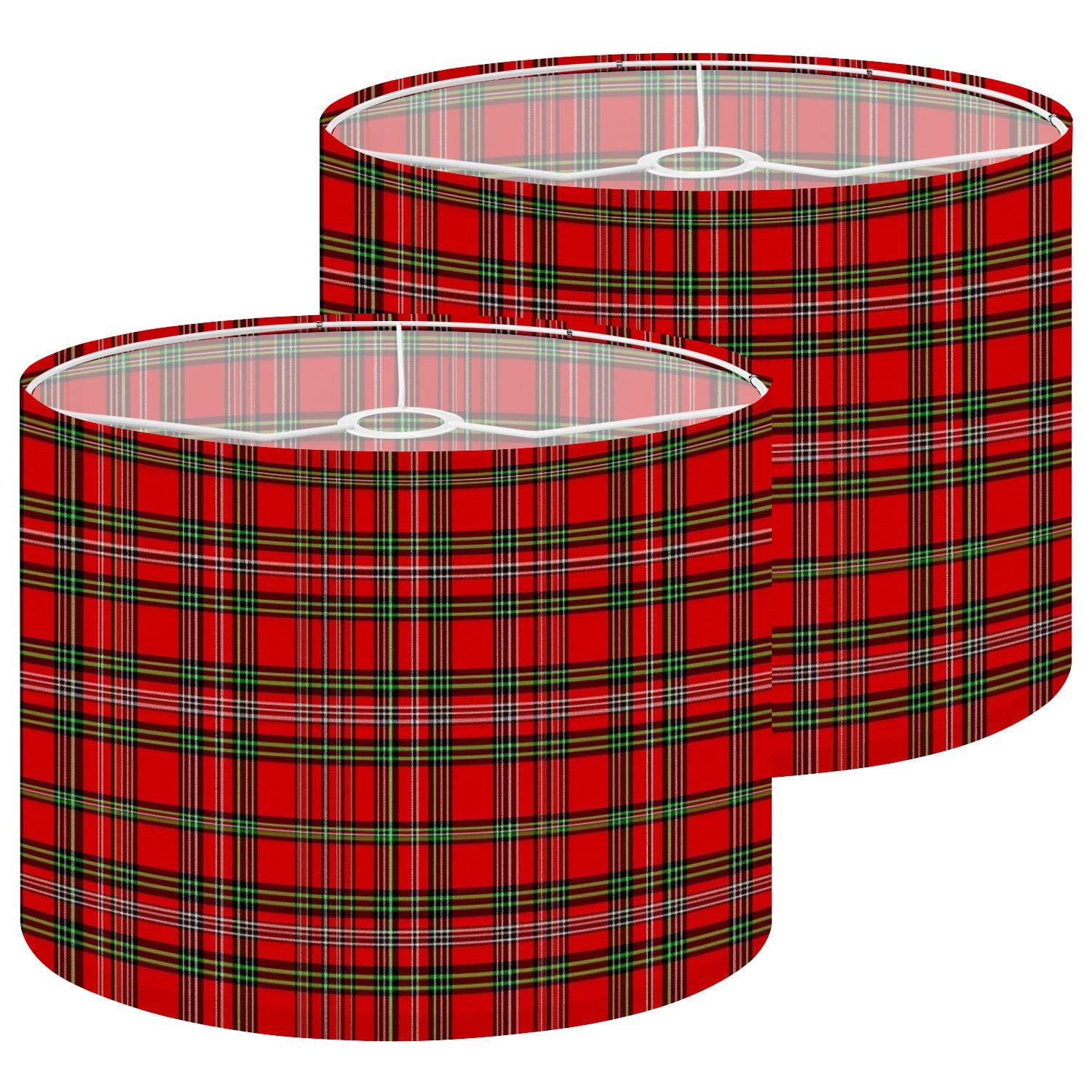 Lampshades 2 Pack Traditional Red Black Scottish Tartan Plaid White ...