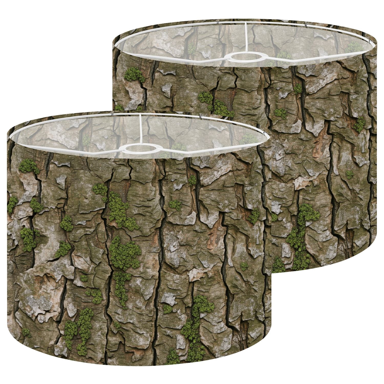Lampshades 2 Pack Tree Bark Texture Cracked Wood Green Moss Details 13 ...