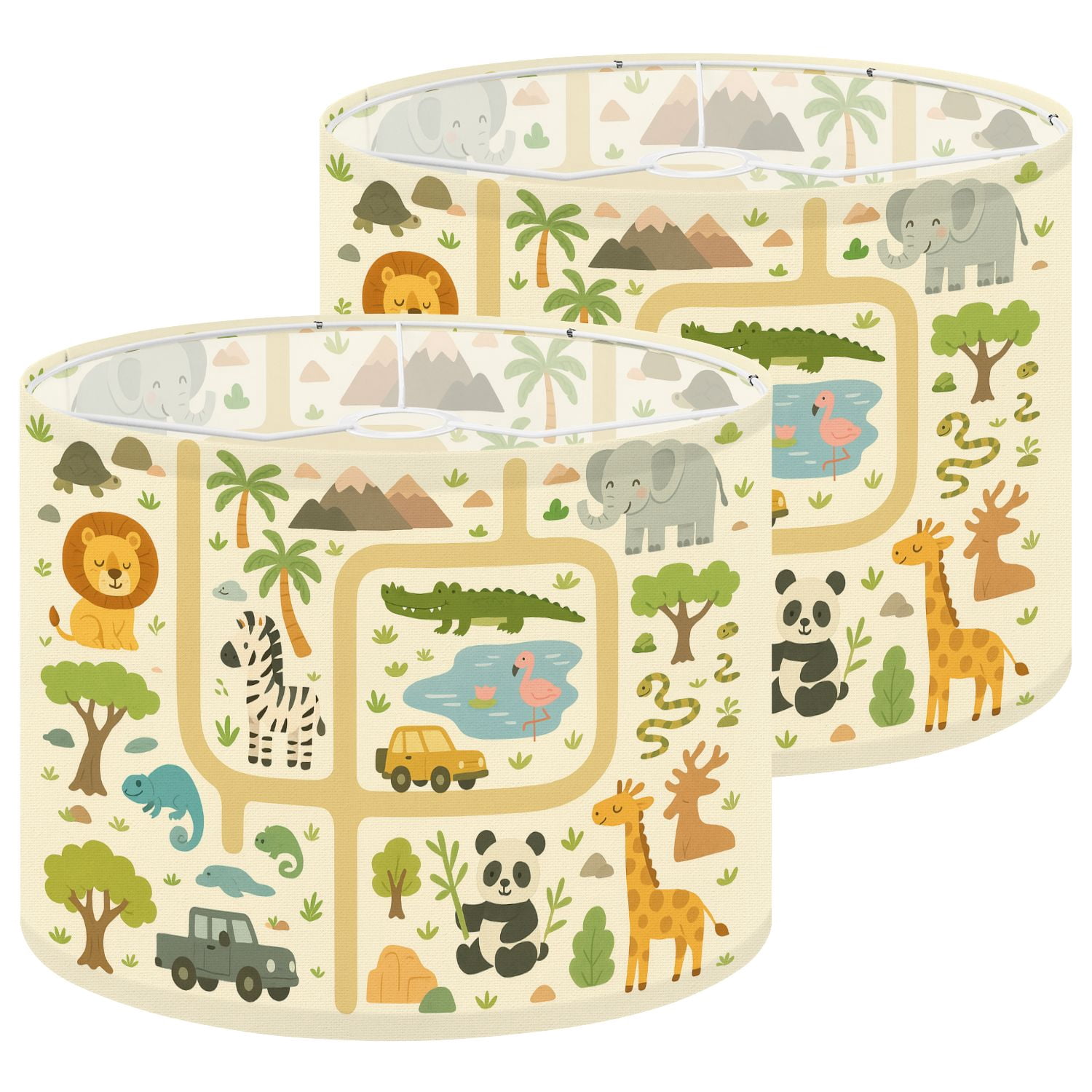 Lampshades 2 Pack Tropical maze animals park Set cartoon African ...