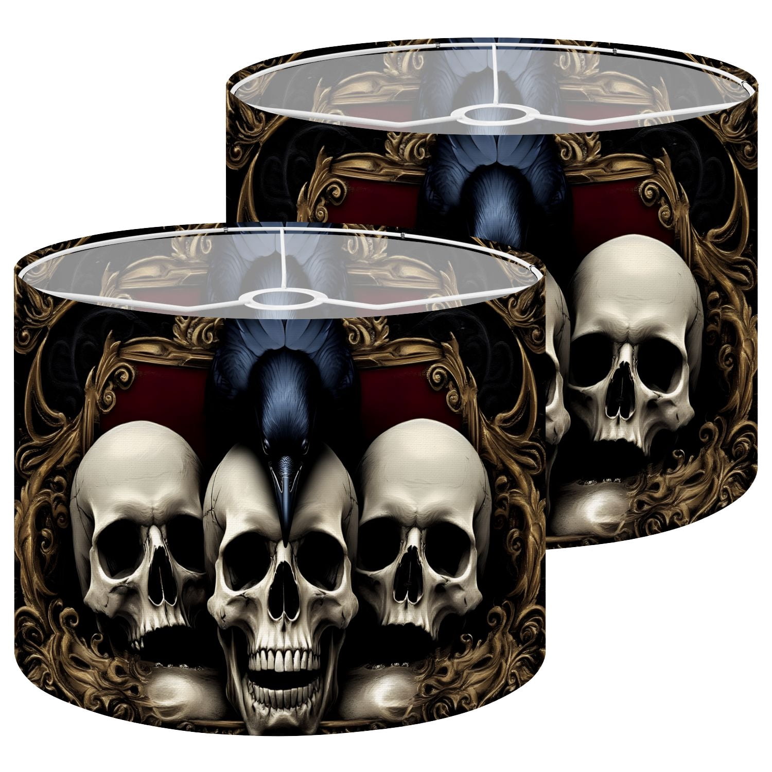 Lampshades 2 Pack Vintage Black Crow Skull Gothic Style Halloween ...