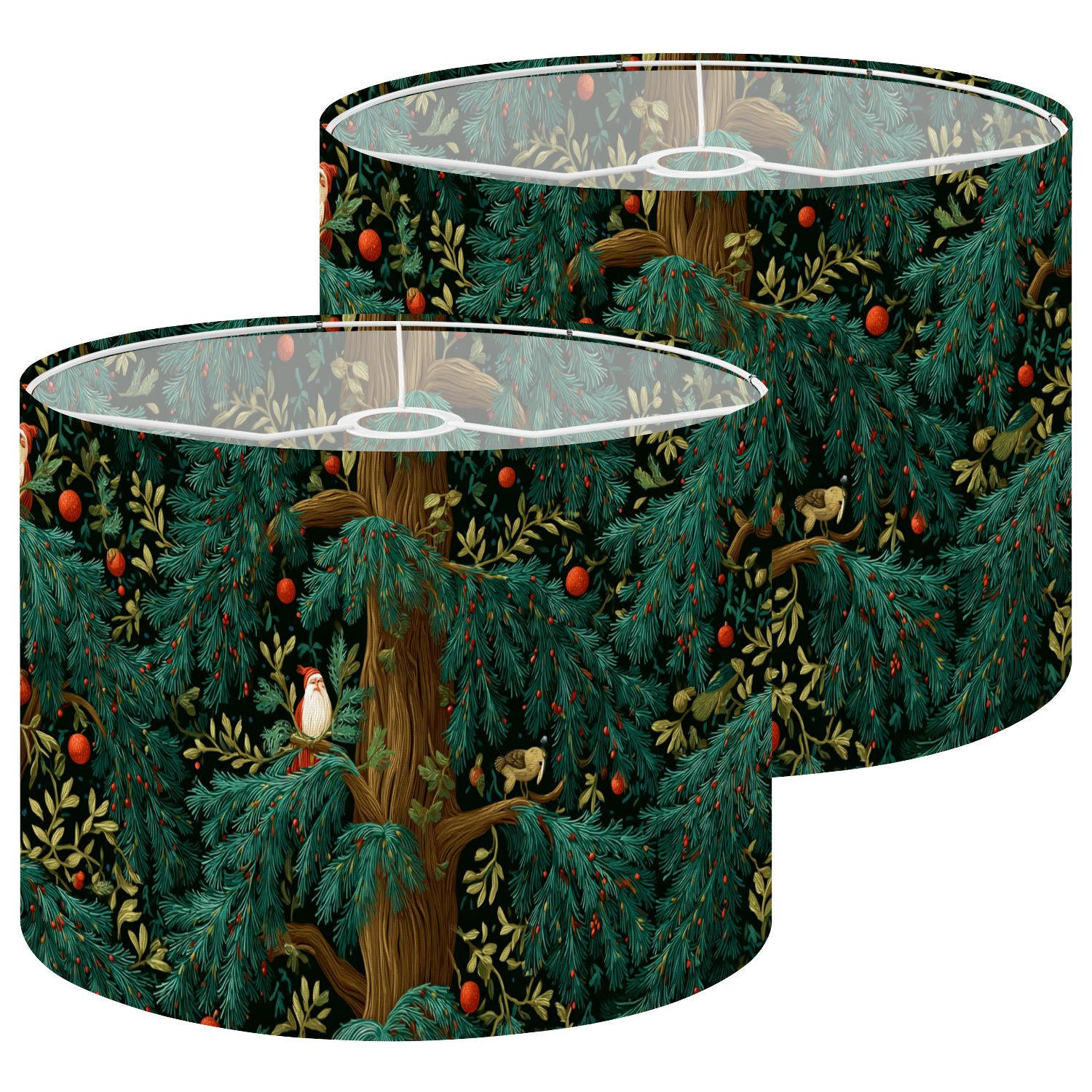 Lampshades 2 Pack Vintage Christmas Retro Santa Claus Xmas Tree ...